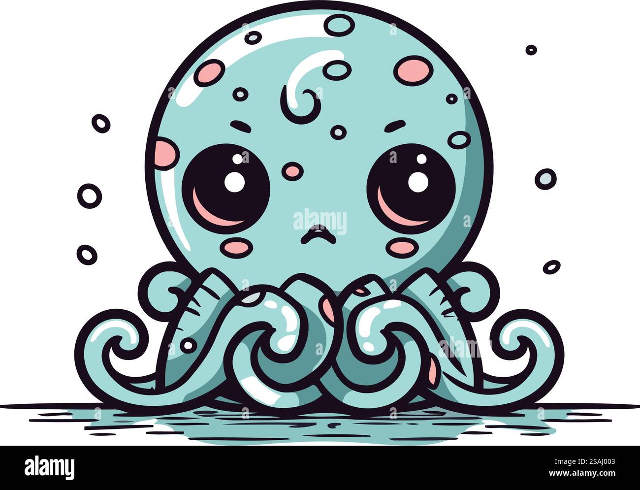 Cute cartoon octopus with eyes and mouth. Vector illustration Stock ...