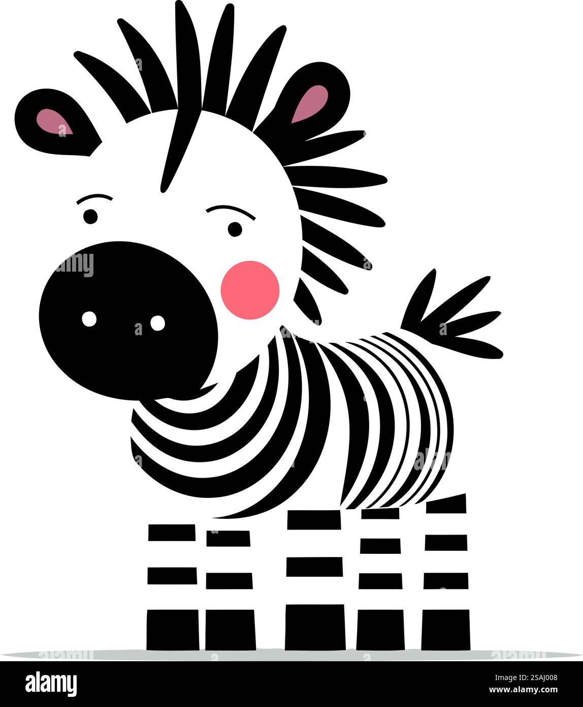 Zebra cartoon character on white background. Vector illustration for ...
