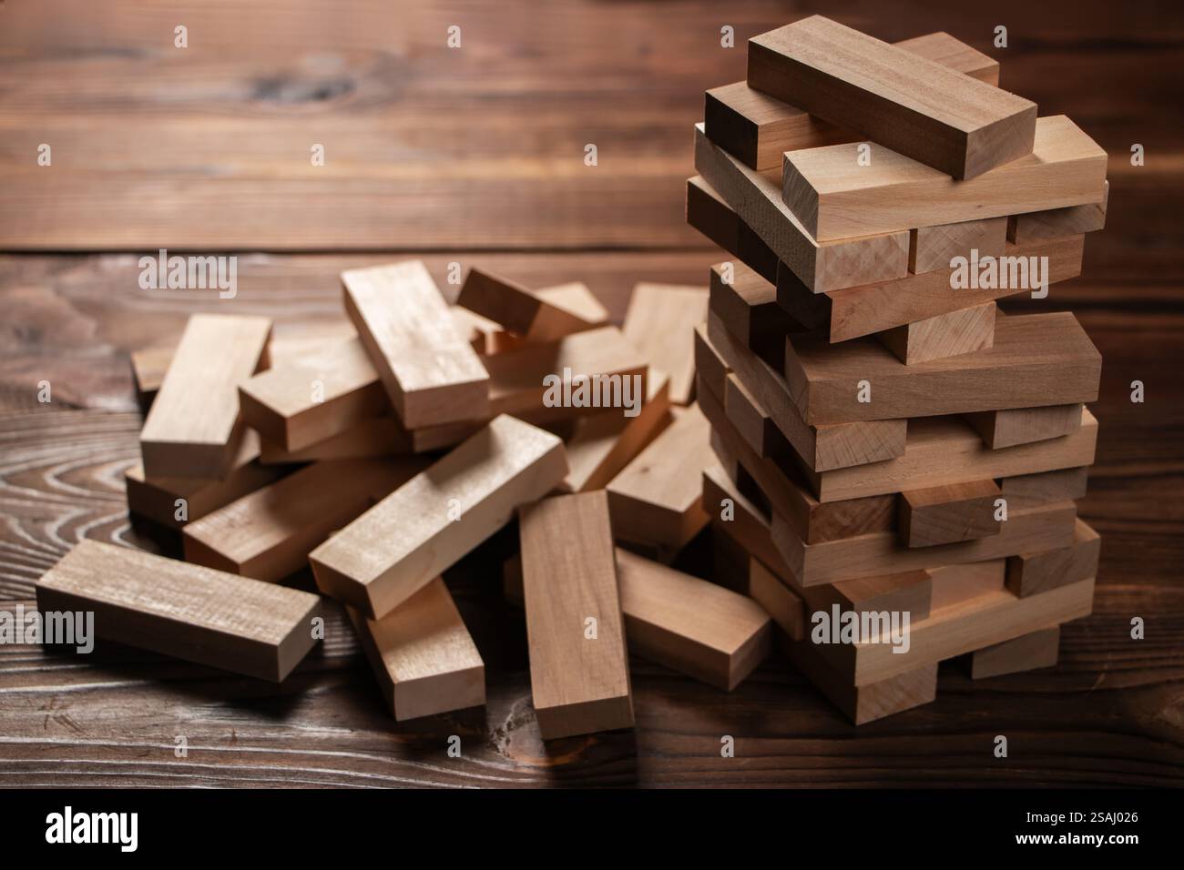 Blocks wood game with copy space, The tower from wooden blocks from the ...