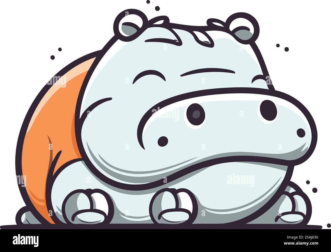Cute hippo cartoon character. Vector illustration. flat design Stock ...