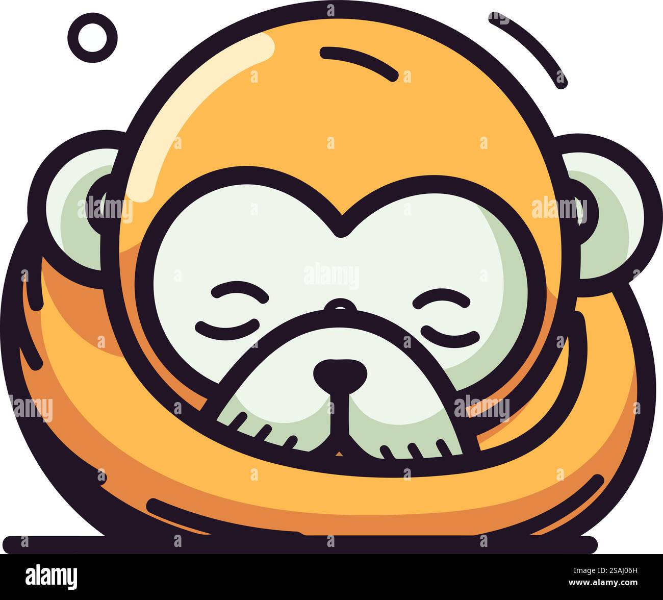 Cute cartoon monkey sleeping on a pillow. Vector illustration isolated ...