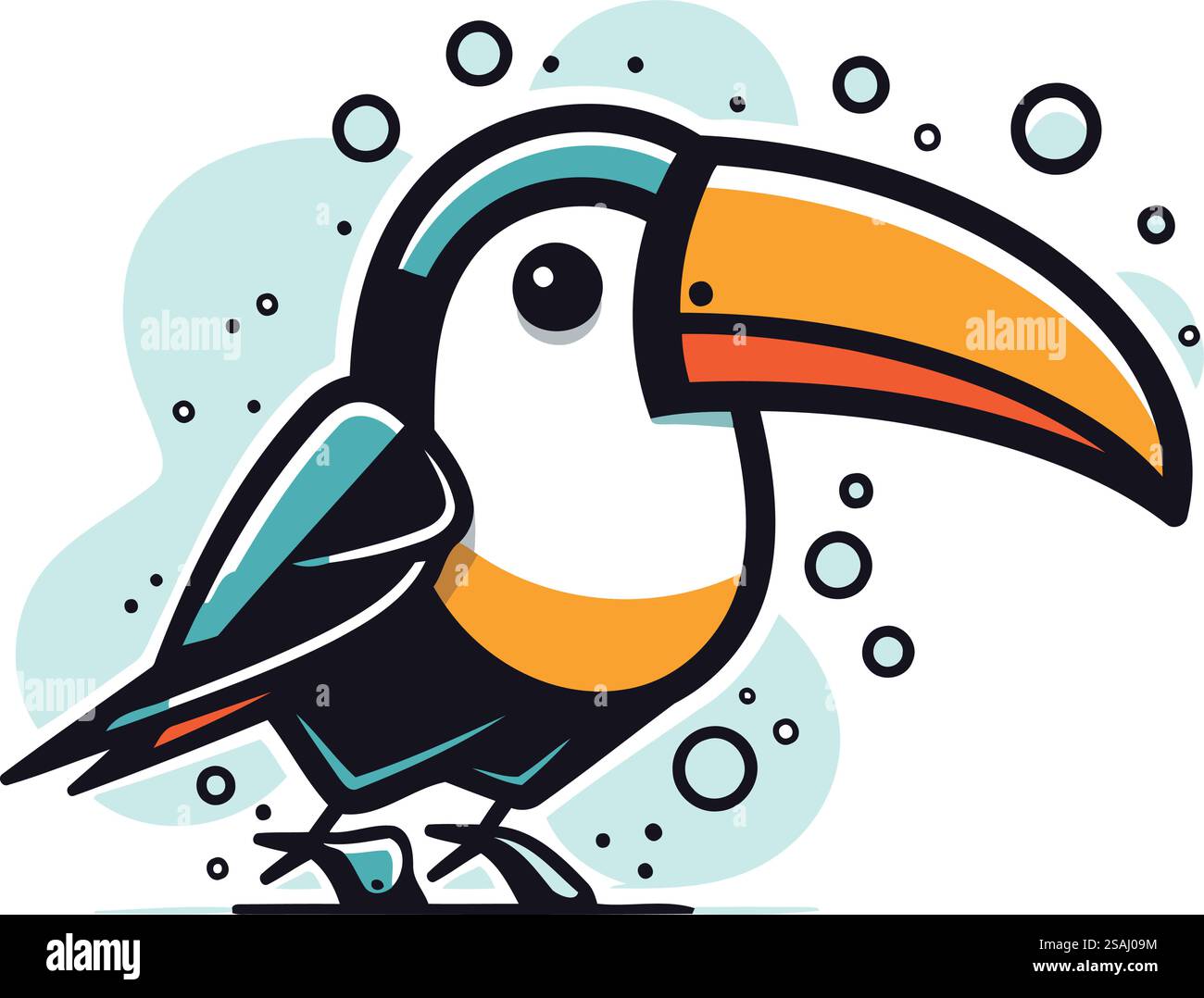 Toucan bird. Vector illustration in line art style on white background ...