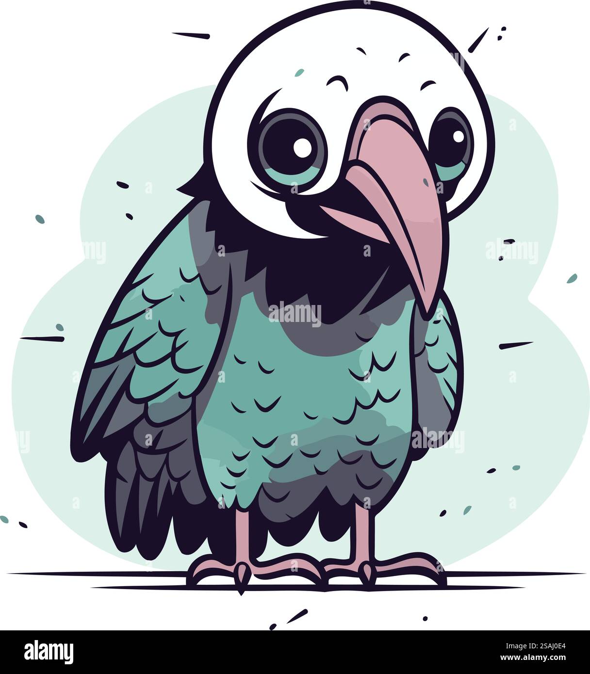 Cute cartoon raven. Vector illustration. Isolated on white background ...