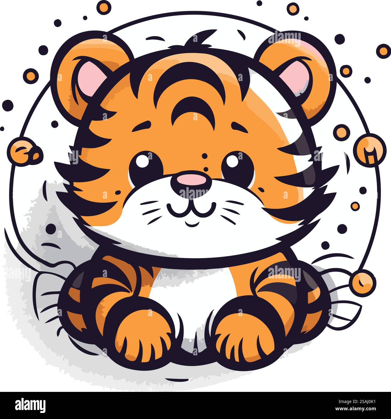 Cute tiger cartoon character. Vector illustration of a tiger cub Stock ...