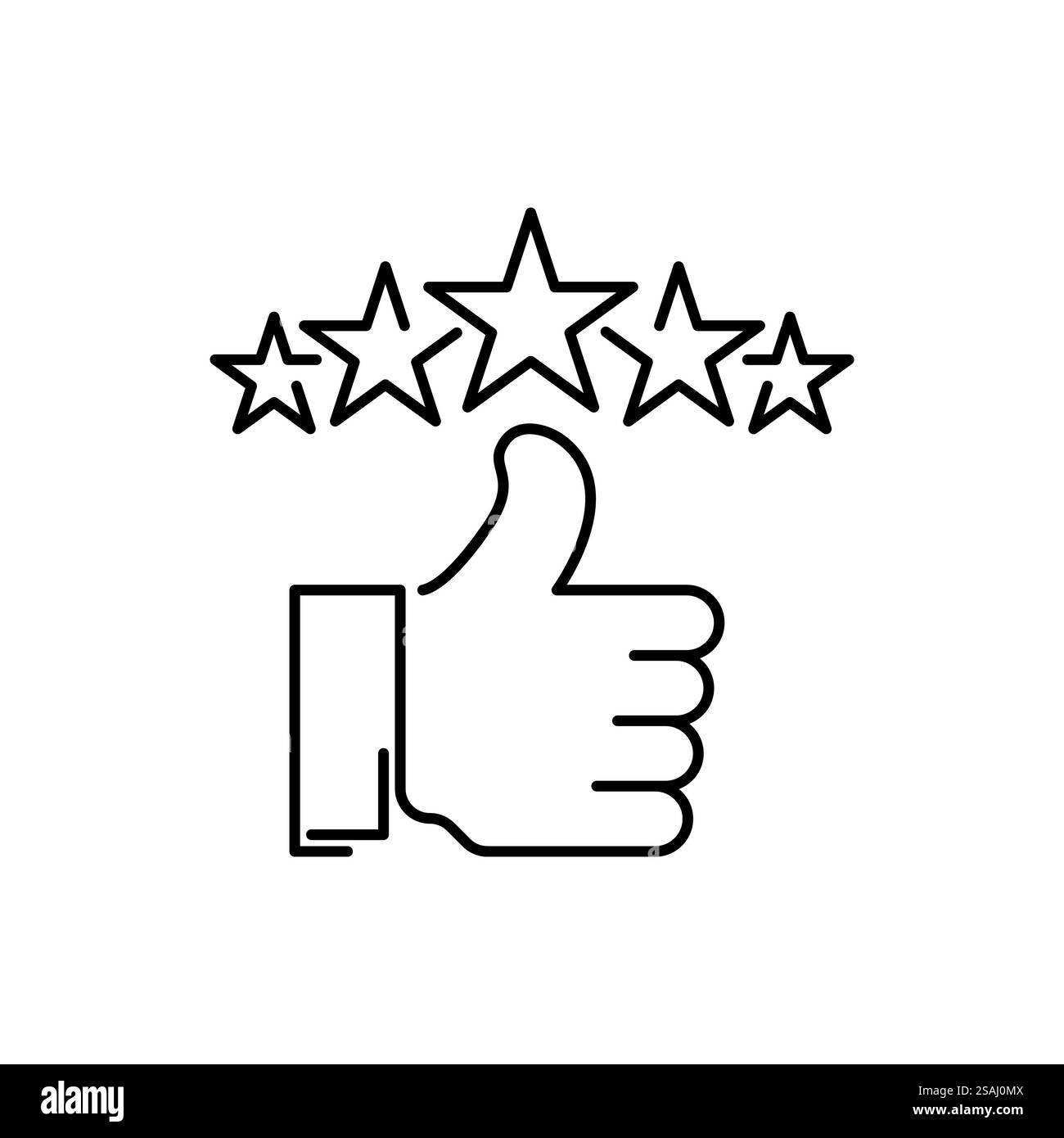 customer review icon, quality rating, feedback, five stars line symbol ...