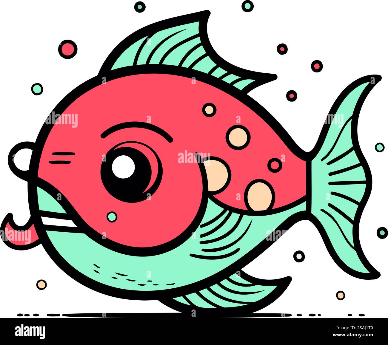 Cute cartoon fish. Vector illustration of a cute sea animal Stock ...