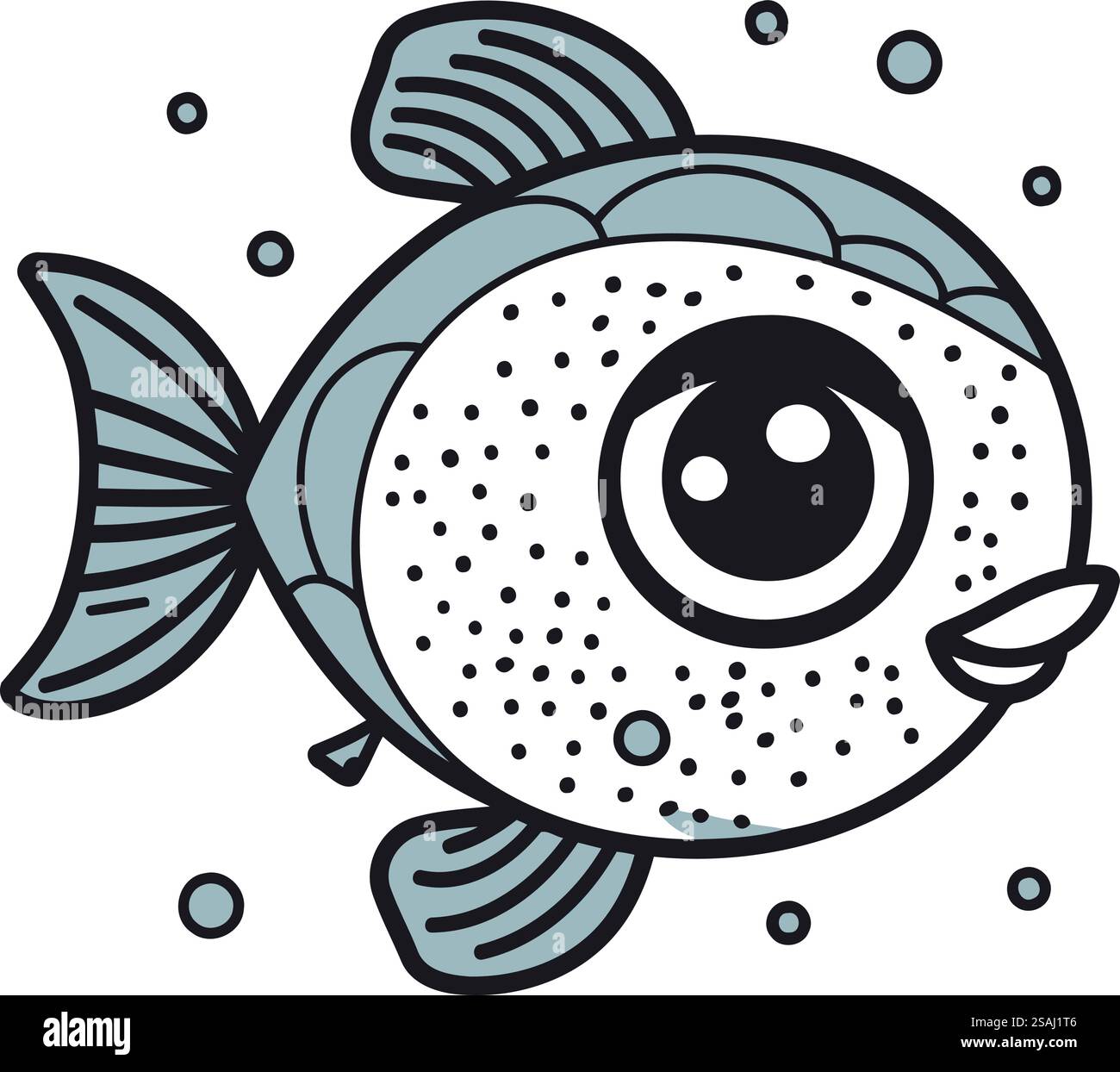 Cute cartoon fish. Vector illustration in doodle style Stock Vector ...