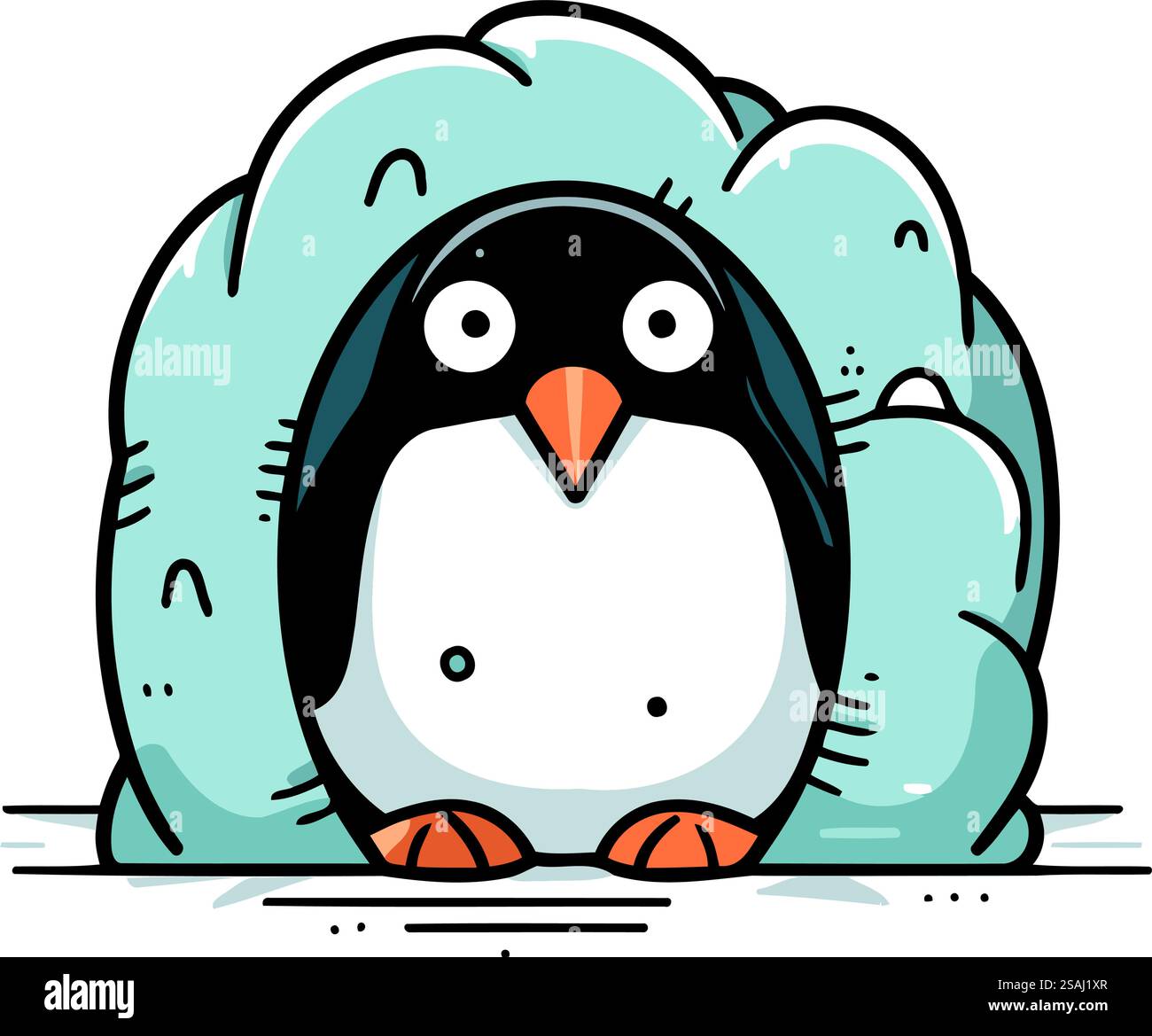 Cute penguin sitting in a cloud. Vector cartoon illustration Stock ...