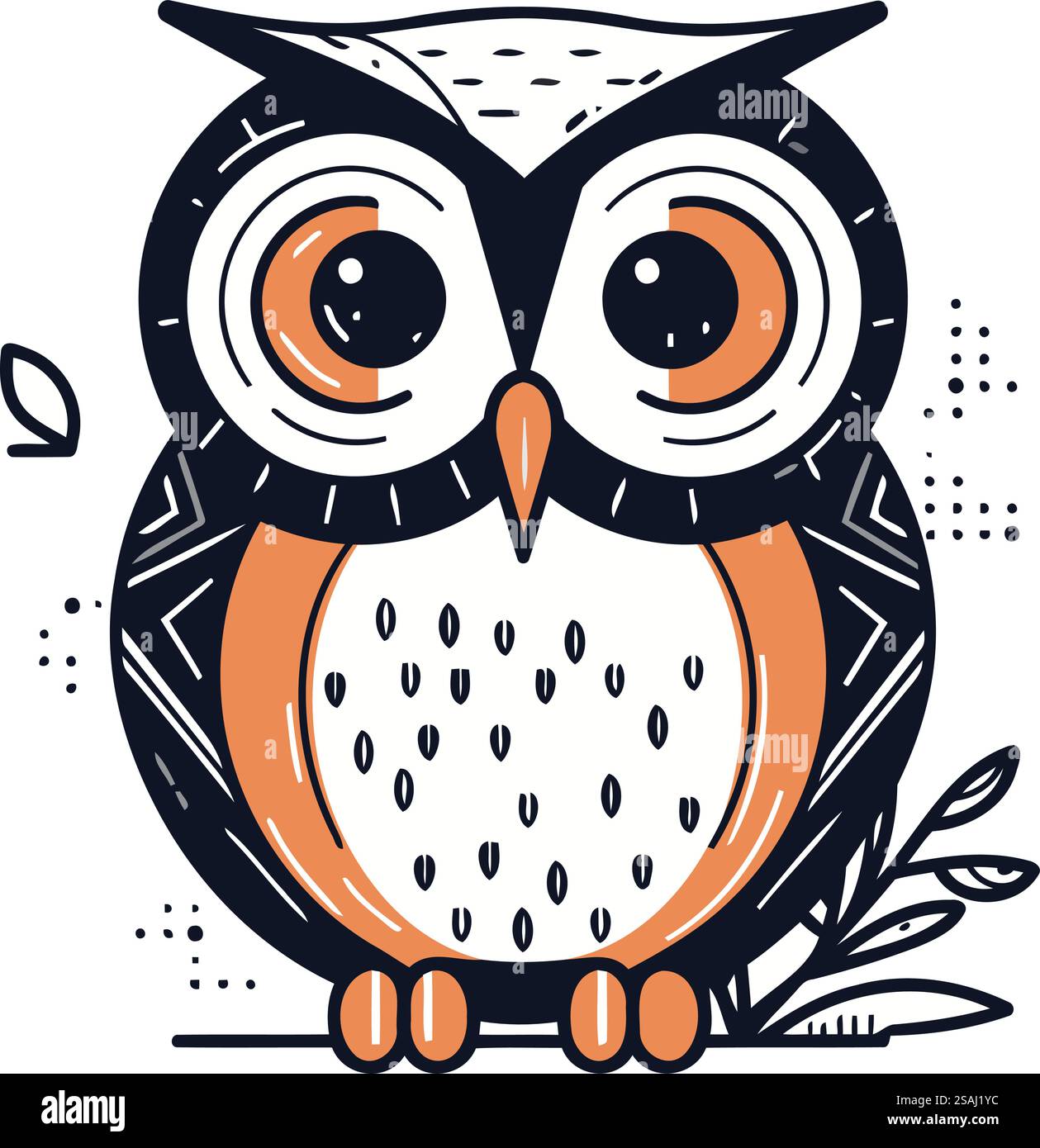 Cute hand drawn owl. Vector illustration in doodle style Stock Vector ...
