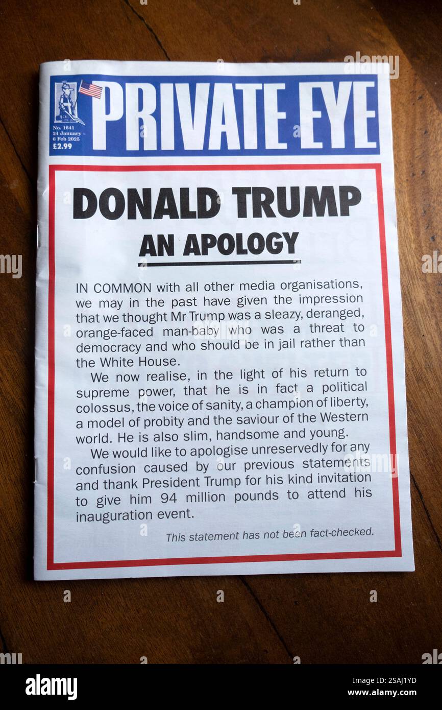 'Donald Trump An Apology' Private Eye satirical magazine front cover ...