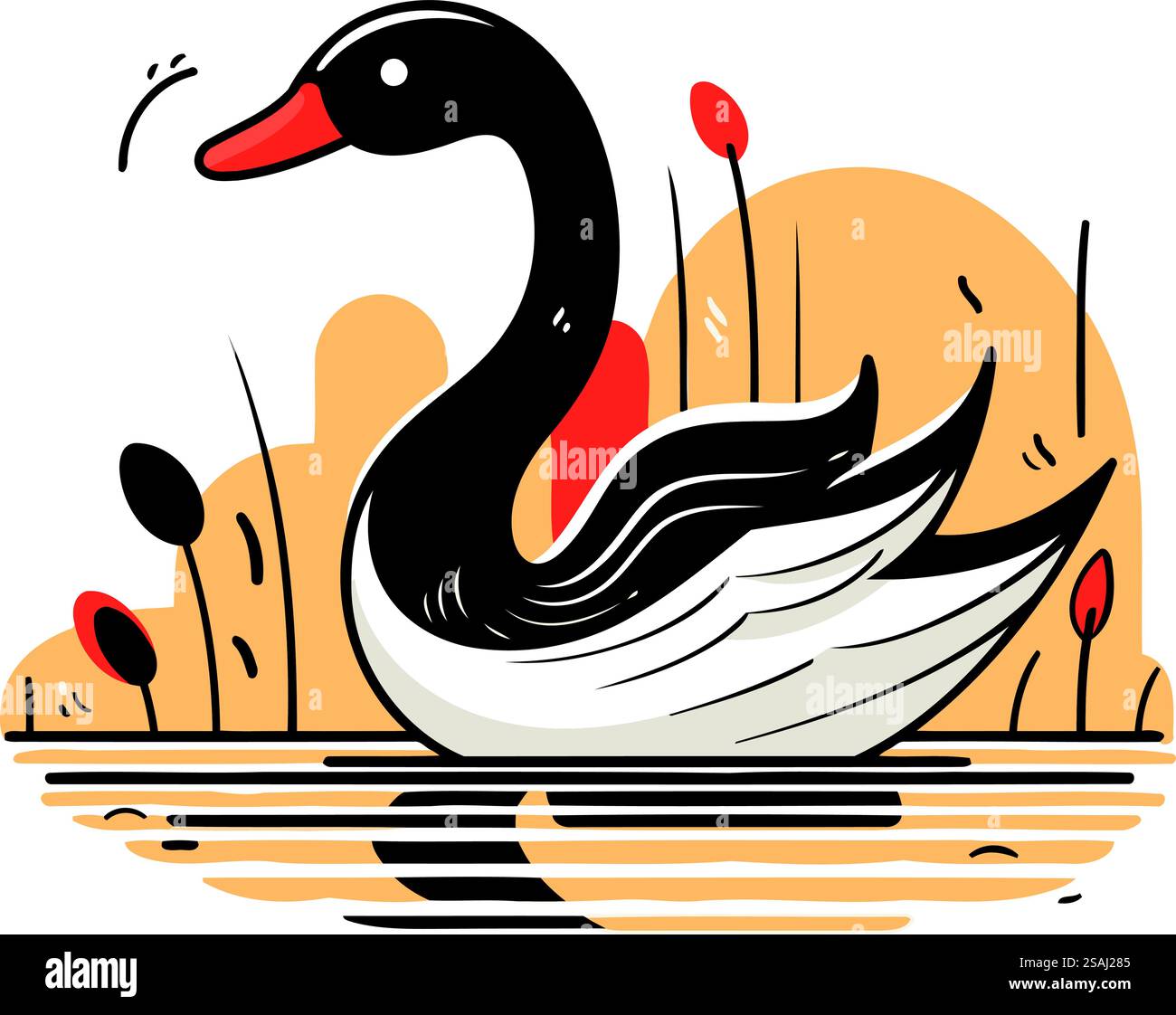 Swan on riverbank Stock Vector Images - Alamy