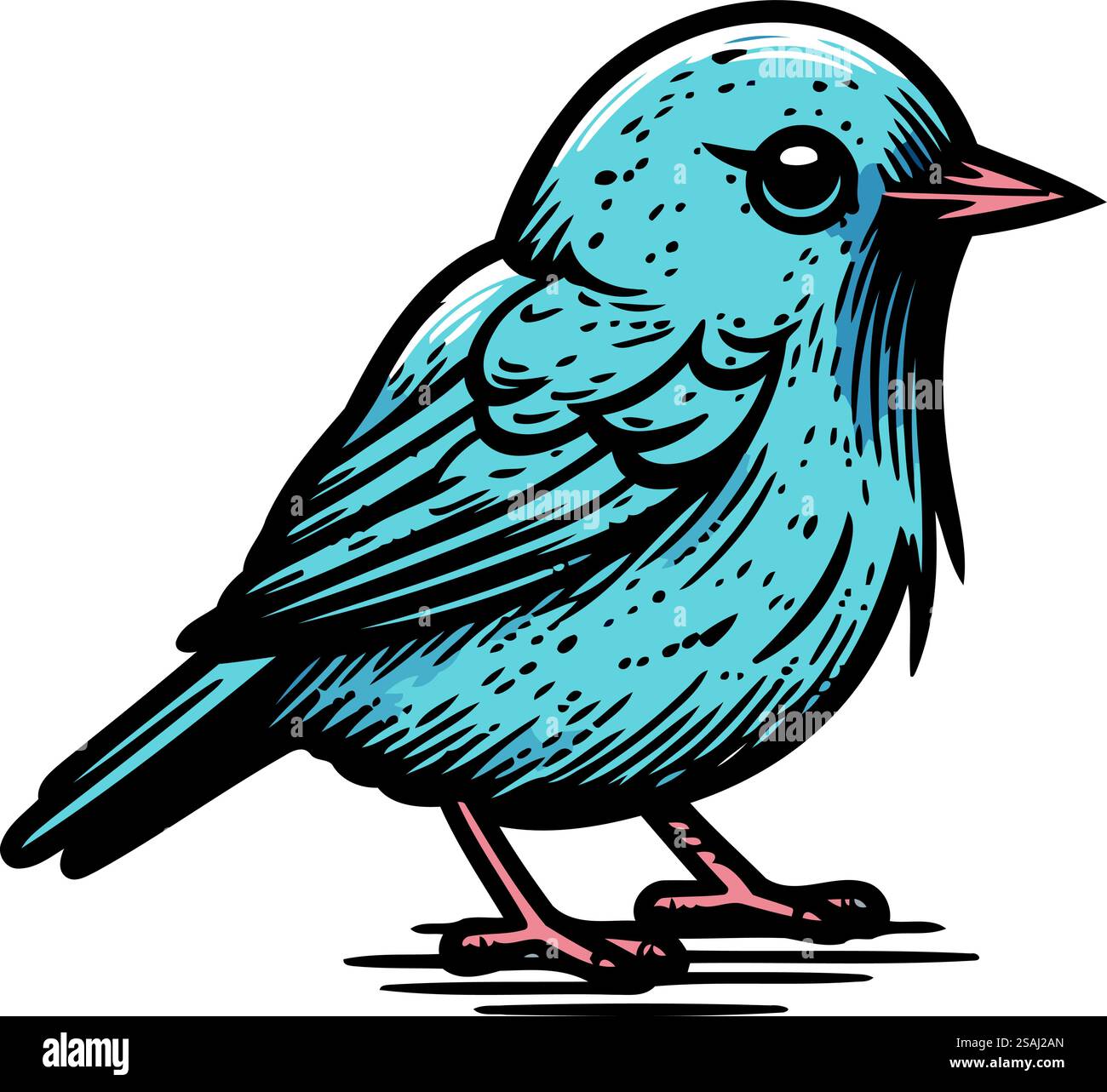 Vector illustration of a blue bird. Isolated on white background Stock ...