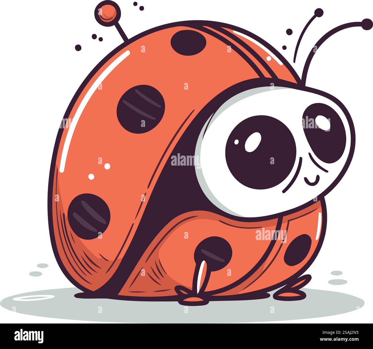Cute cartoon ladybug. Vector illustration. Isolated on white background ...