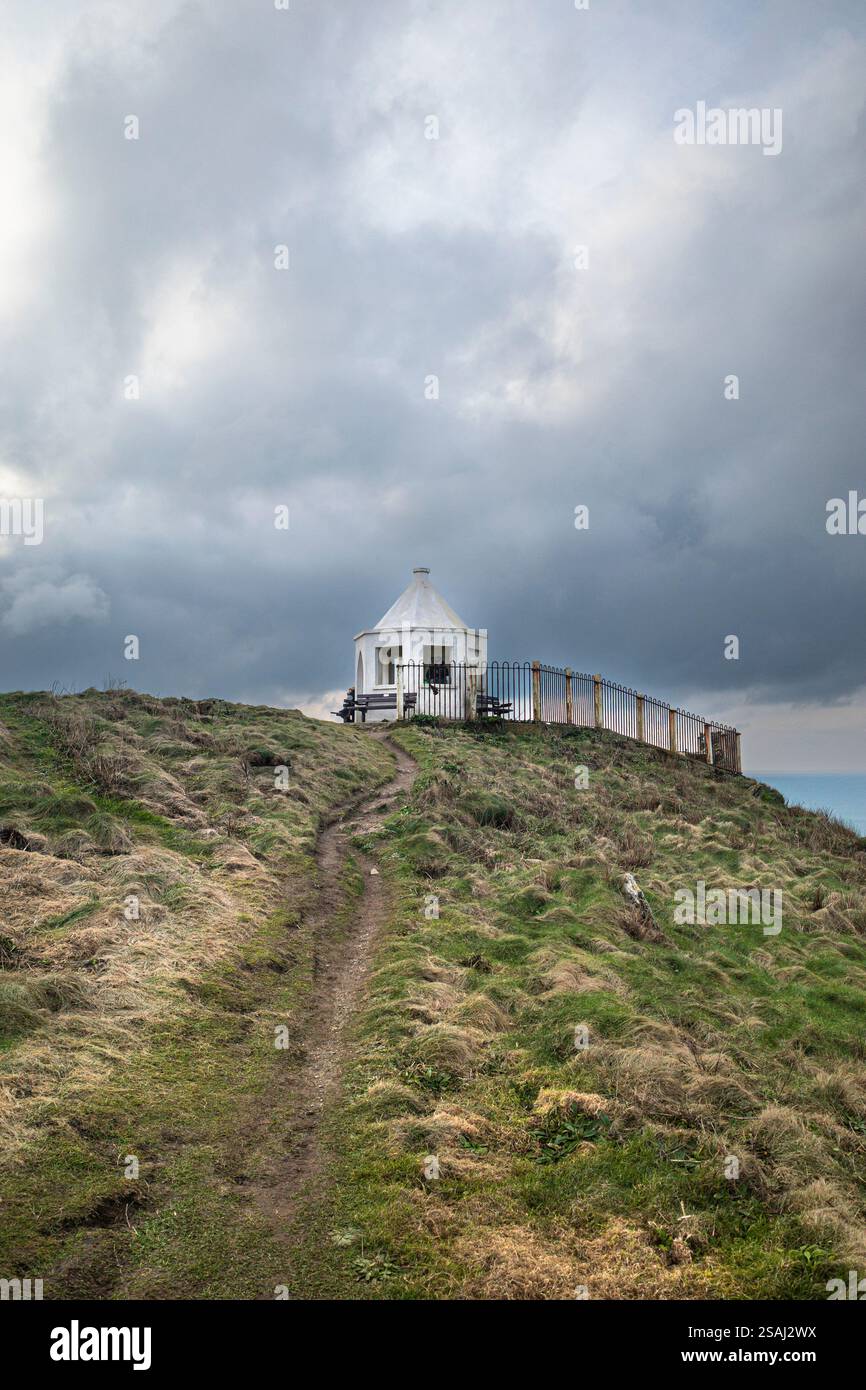 A rugged rough footpath leading up to the small white building on the ...