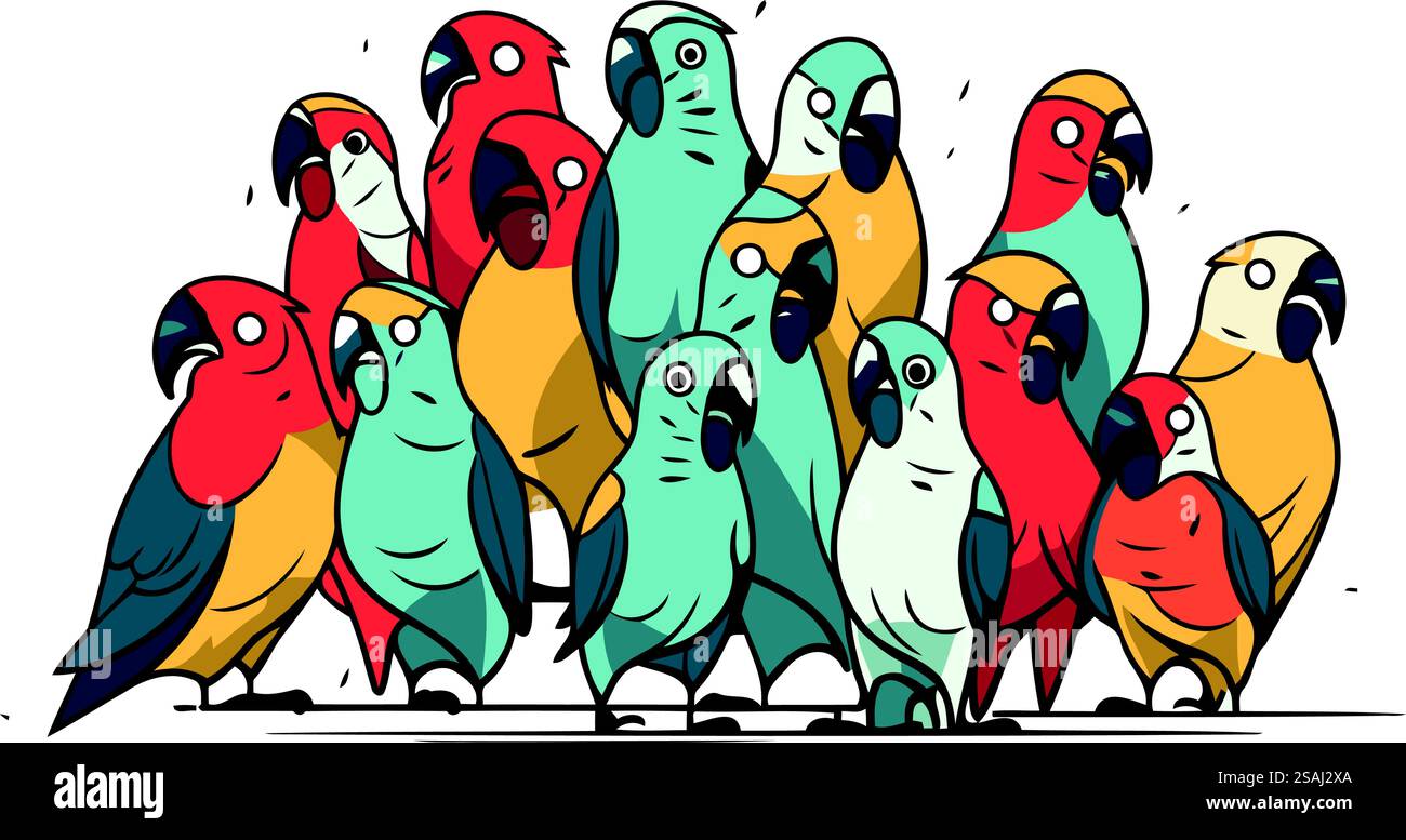 Cartoon parrots. Vector illustration. Isolated on white background ...