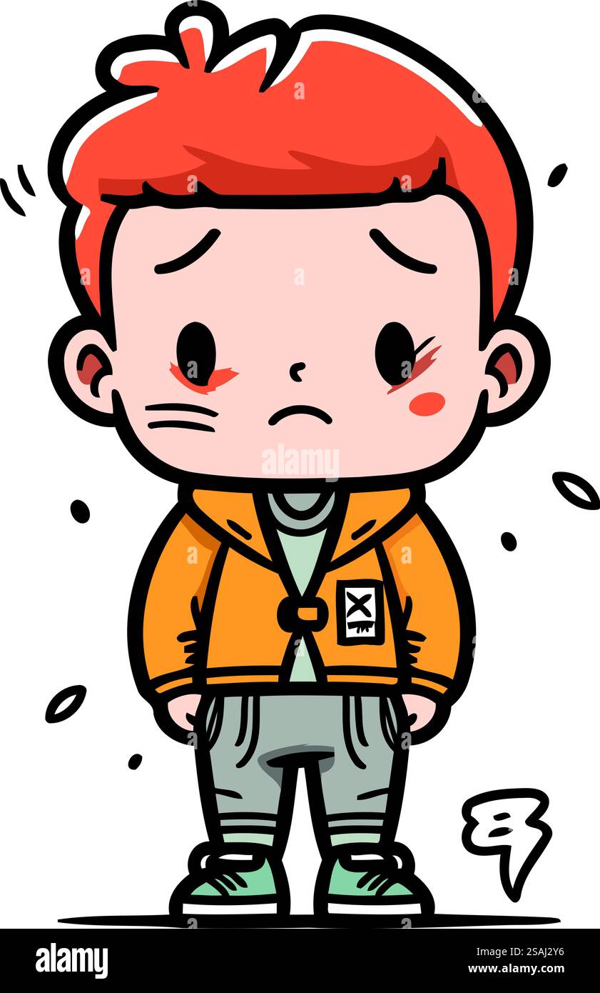 Upset boy cartoon character. Vector illustration of angry boy Stock ...