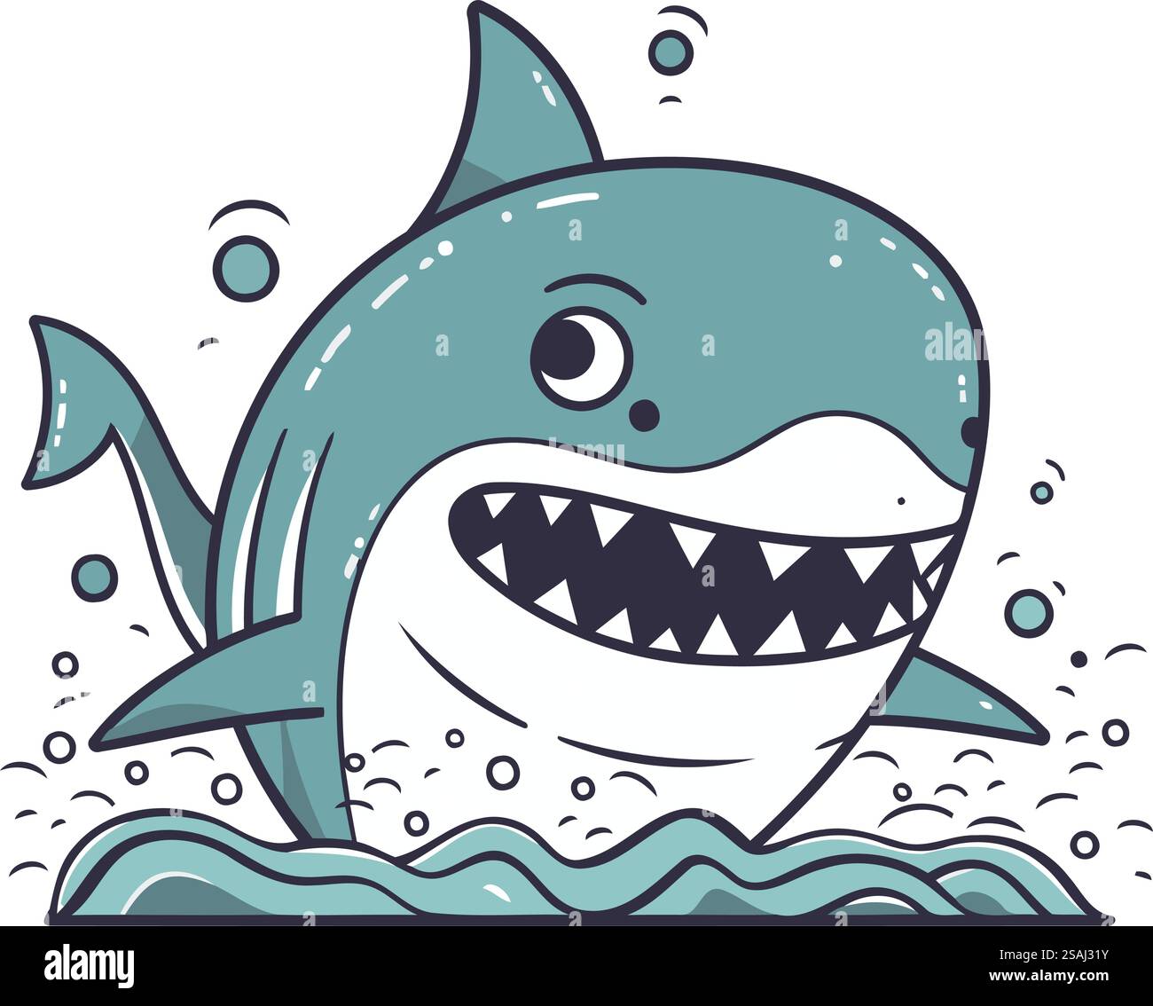 Cartoon shark. Vector illustration. Isolated on white background Stock ...
