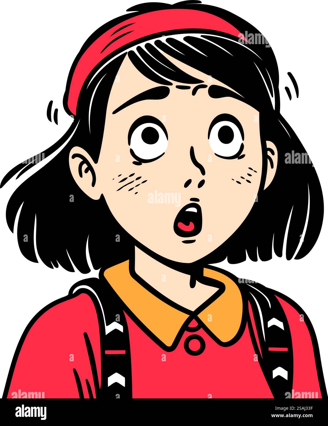 Surprised schoolgirl with a surprised expression. Vector illustration ...
