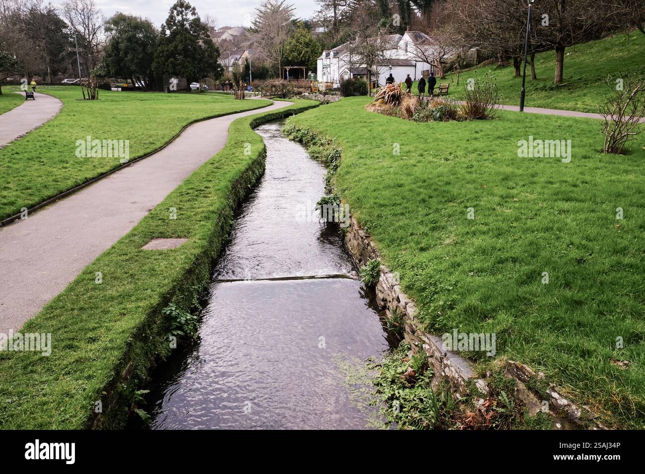 The small river stream flowing through the landscaped award winning ...