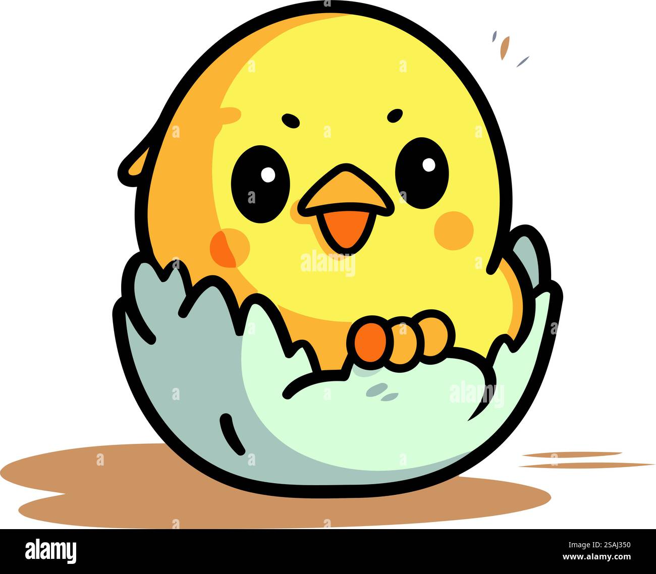 Cute little chicken in eggshell. Vector cartoon character illustration ...