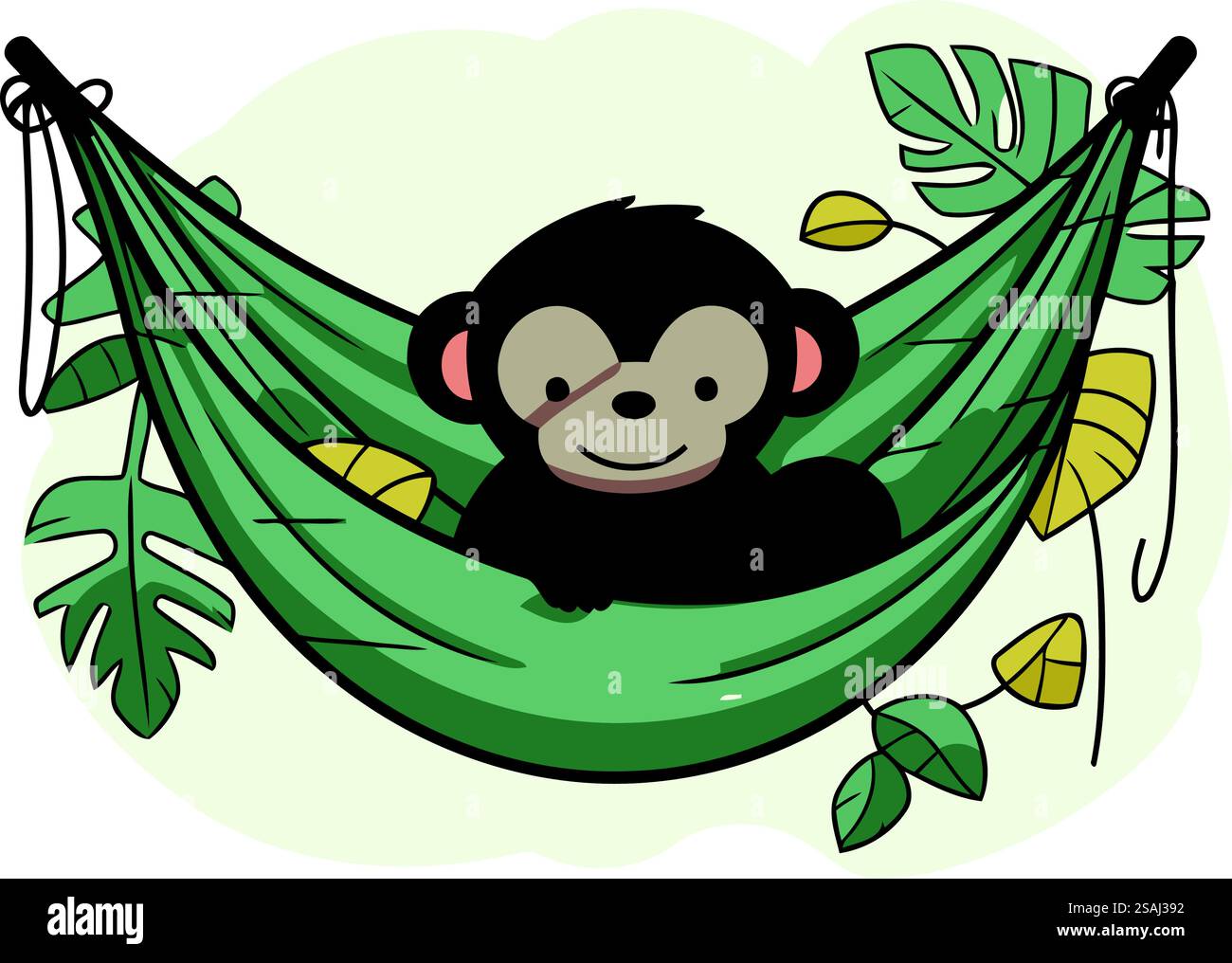 Cute monkey in hammock. Vector illustration in cartoon style Stock ...