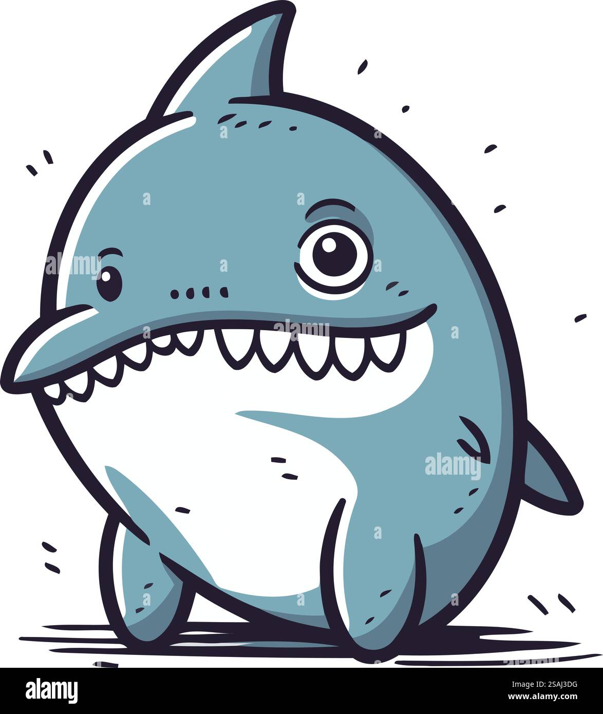 Shark cartoon character. Vector illustration of a cute little shark ...