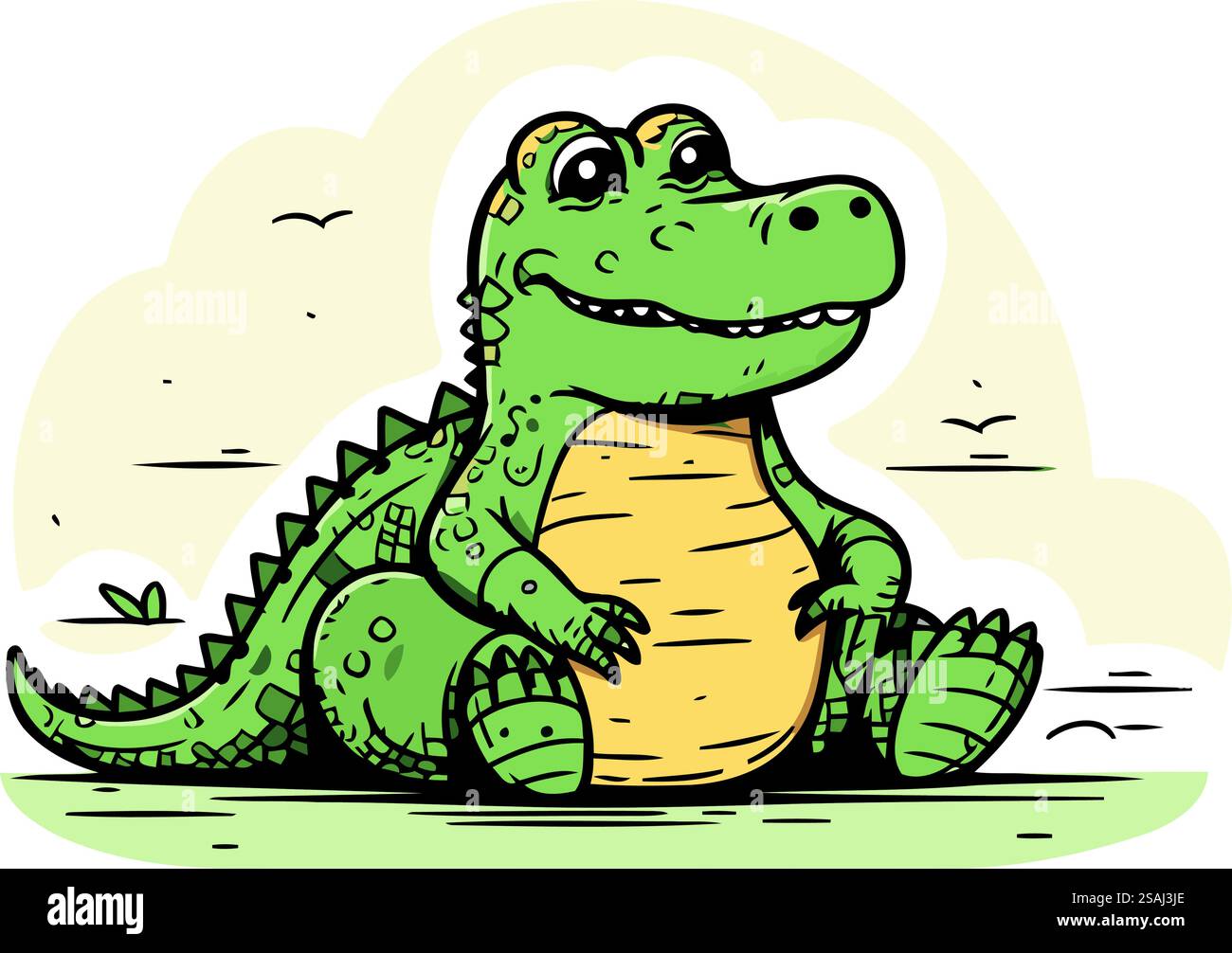 Crocodile vector illustration. Cute cartoon crocodile character Stock ...