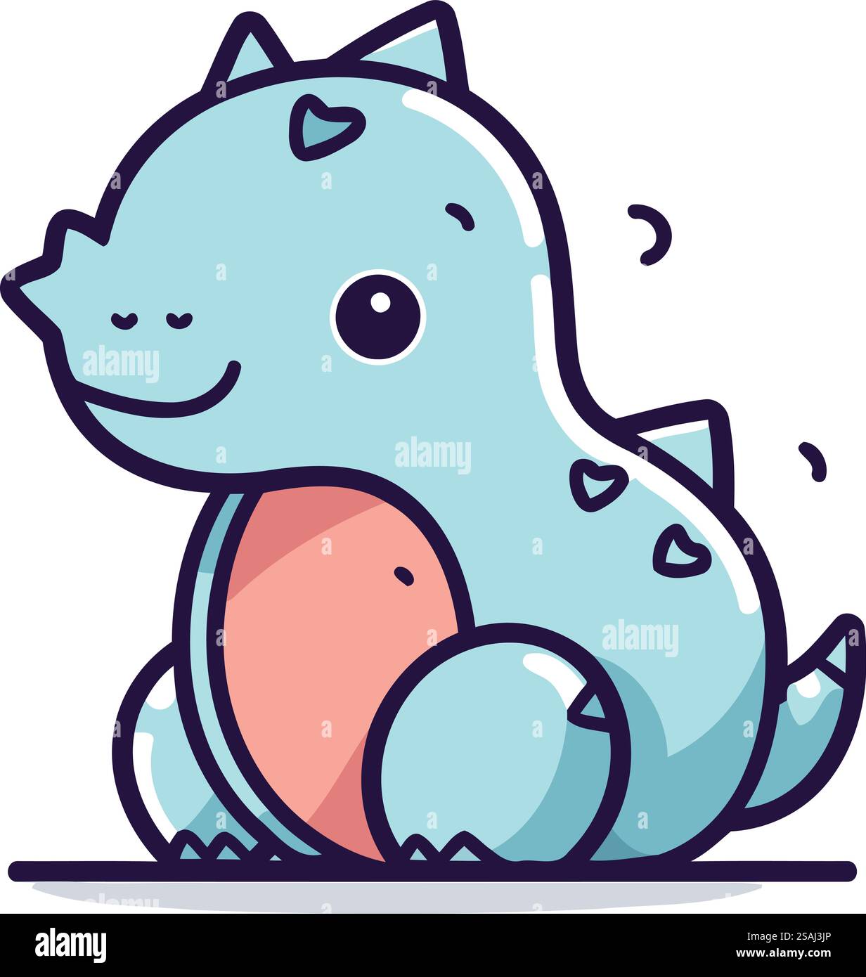 Cute cartoon dinosaur sitting on the ground with eggs. Vector ...