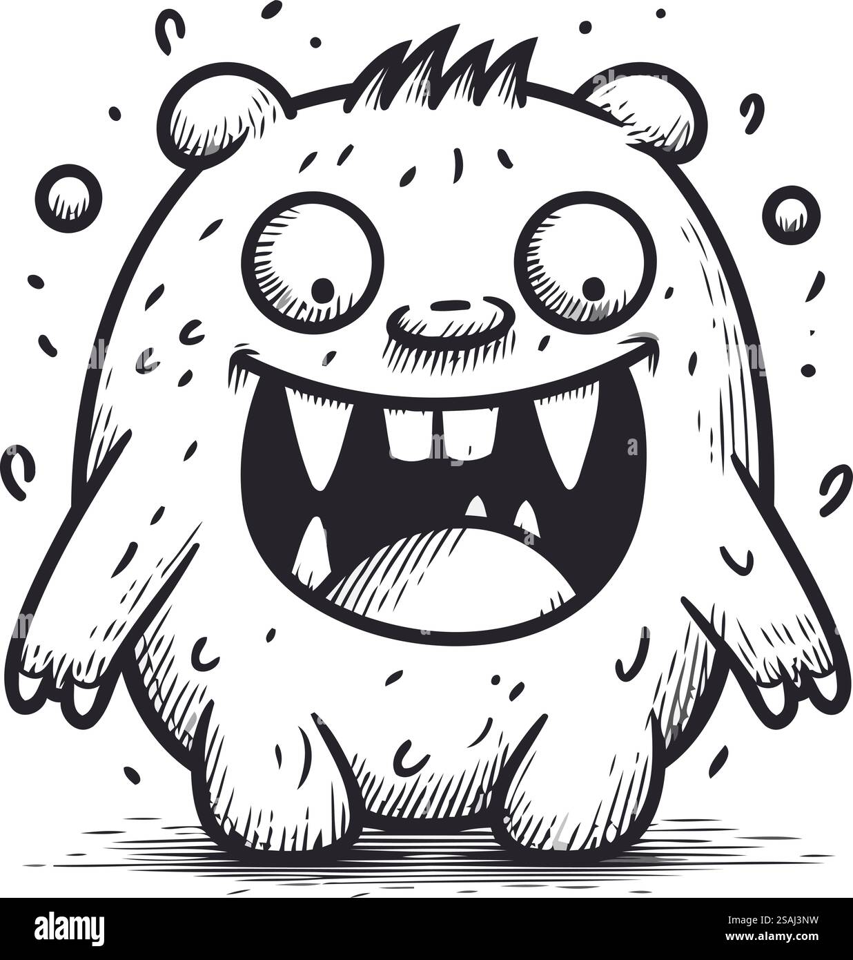 Angry cartoon monster. Vector illustration isolated on a white ...