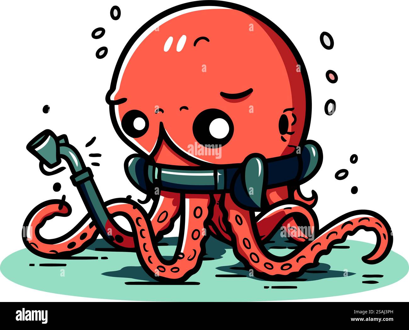 Funny cartoon octopus. Vector illustration. Isolated on white ...