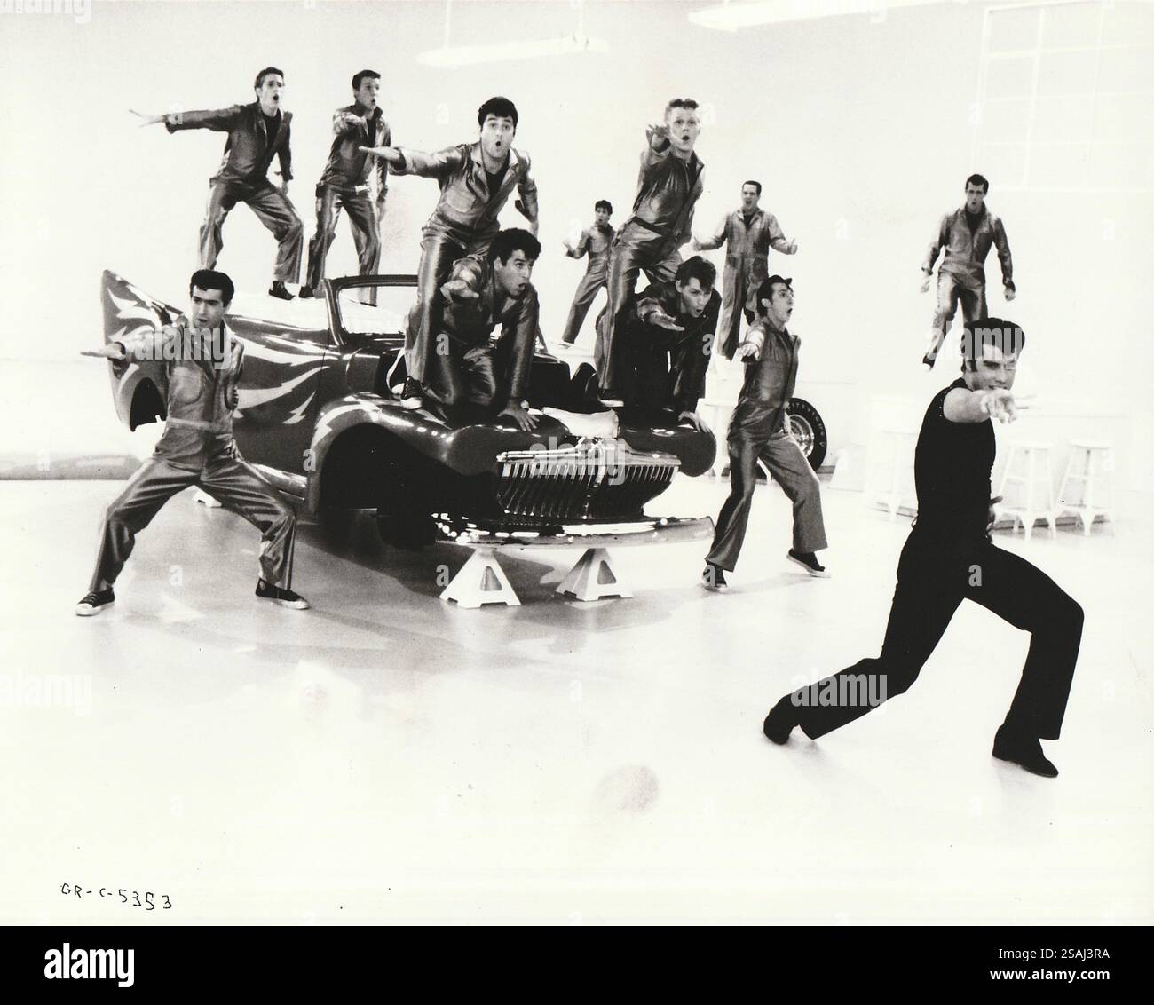 Grease (Paramount, 1978), John Travolta "Danny Zuko" and Olivia Newton-John "Sandy Olsson Stock ...