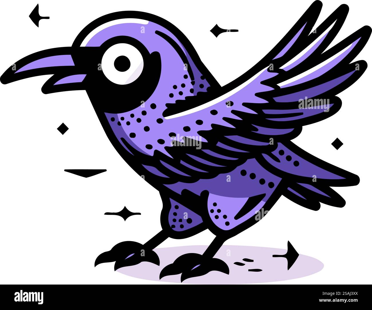 Cute cartoon crow vector illustration. Cute cartoon crow character ...