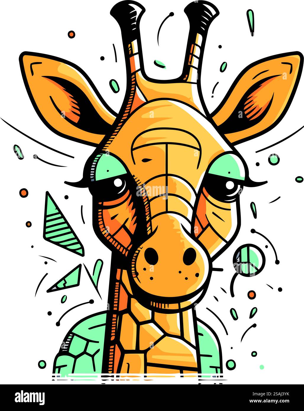 Giraffe head. Vector illustration in doodle style Stock Vector Image ...