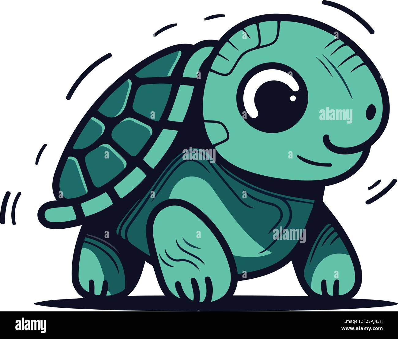 Cute cartoon baby turtle. Vector illustration isolated on white ...