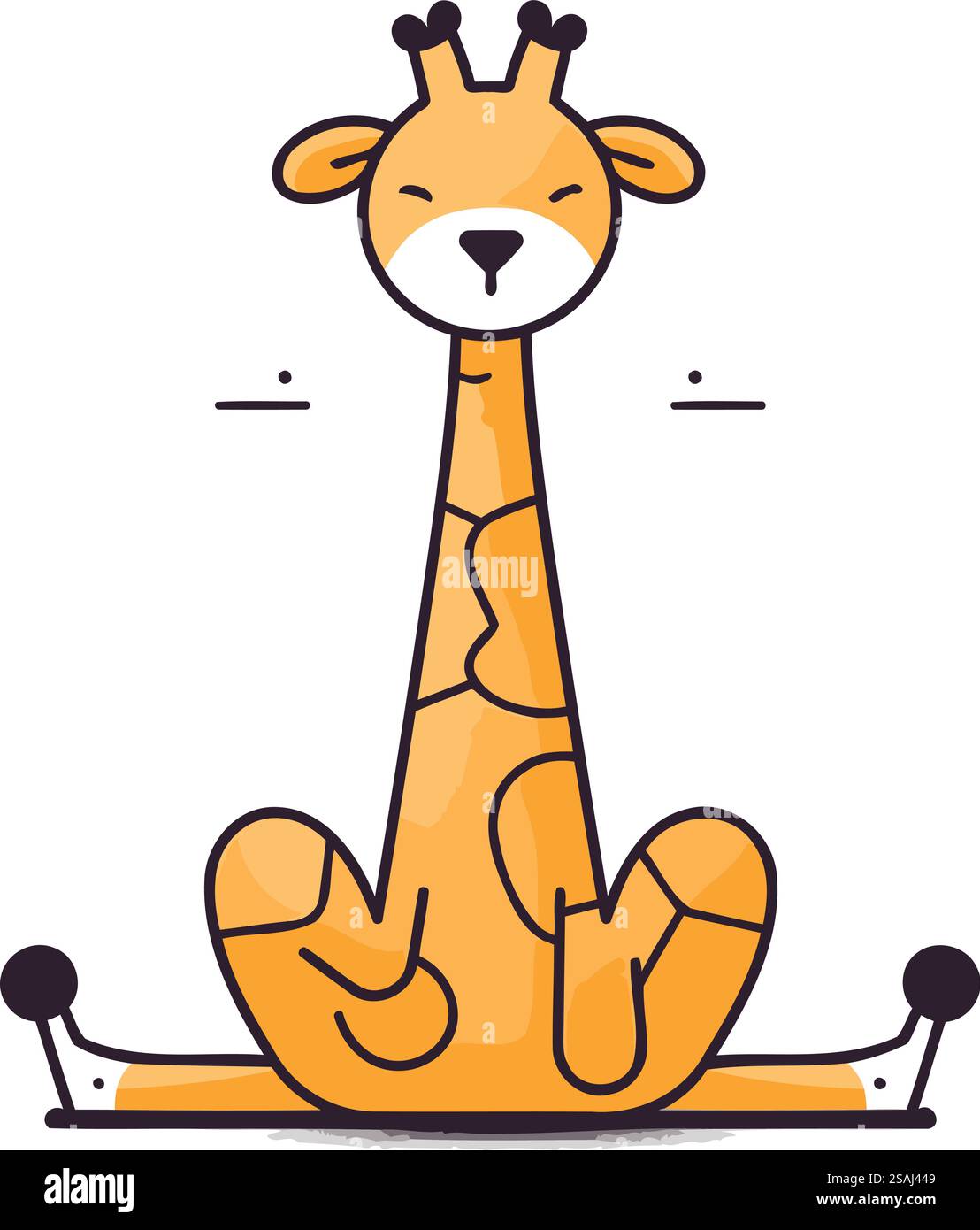 Cute cartoon giraffe sitting and smiling. Vector flat illustration ...