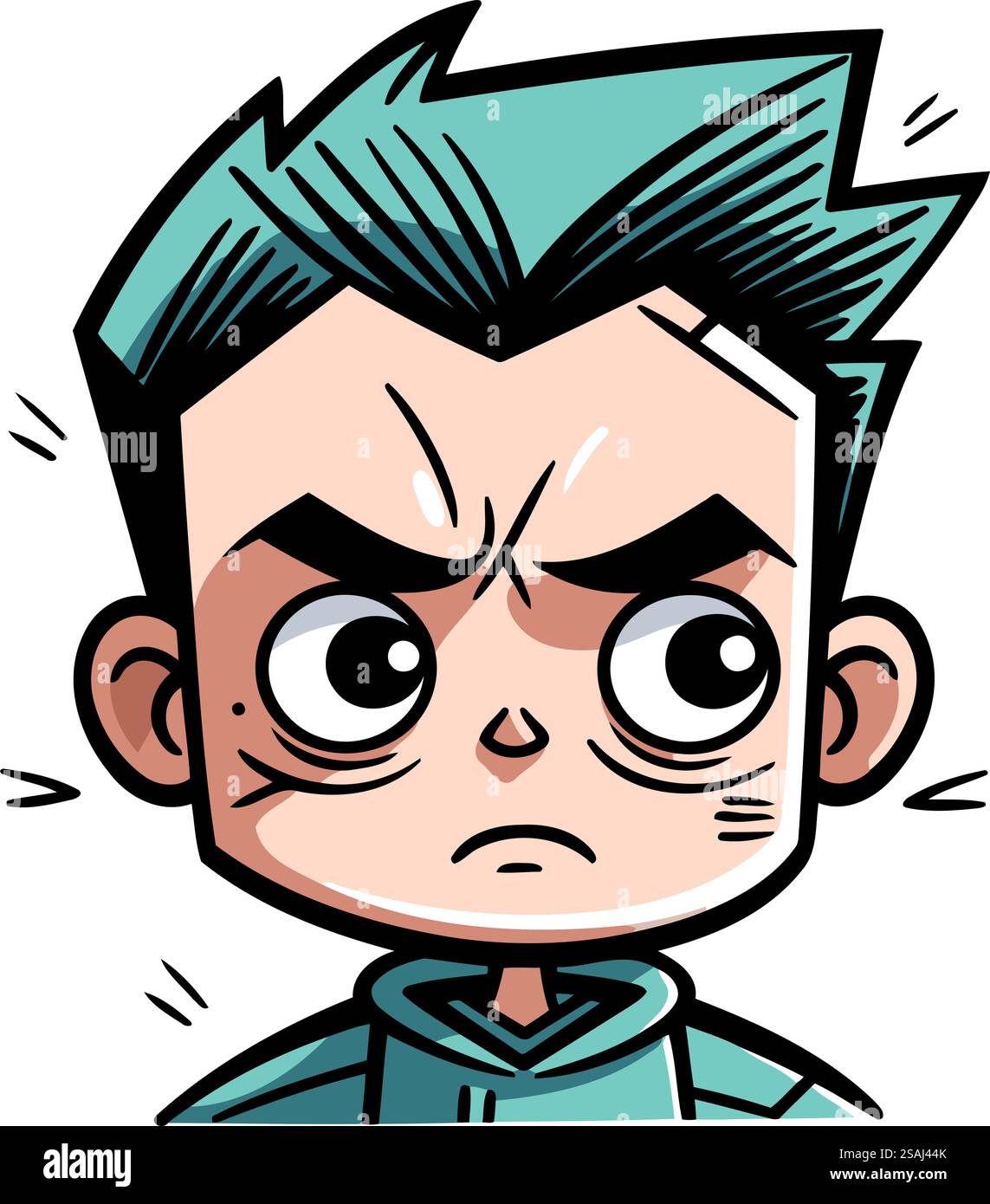 Angry boy cartoon vector illustration. Emotion expression. Face emotion ...