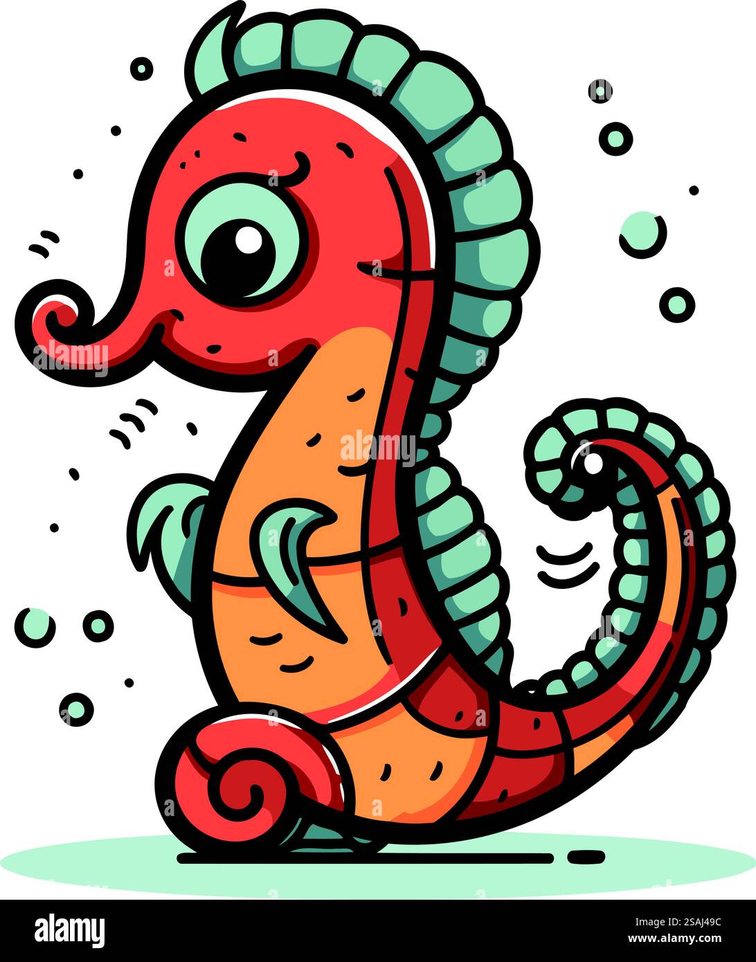 Cartoon seahorse. Vector illustration of a sea animal Stock Vector ...