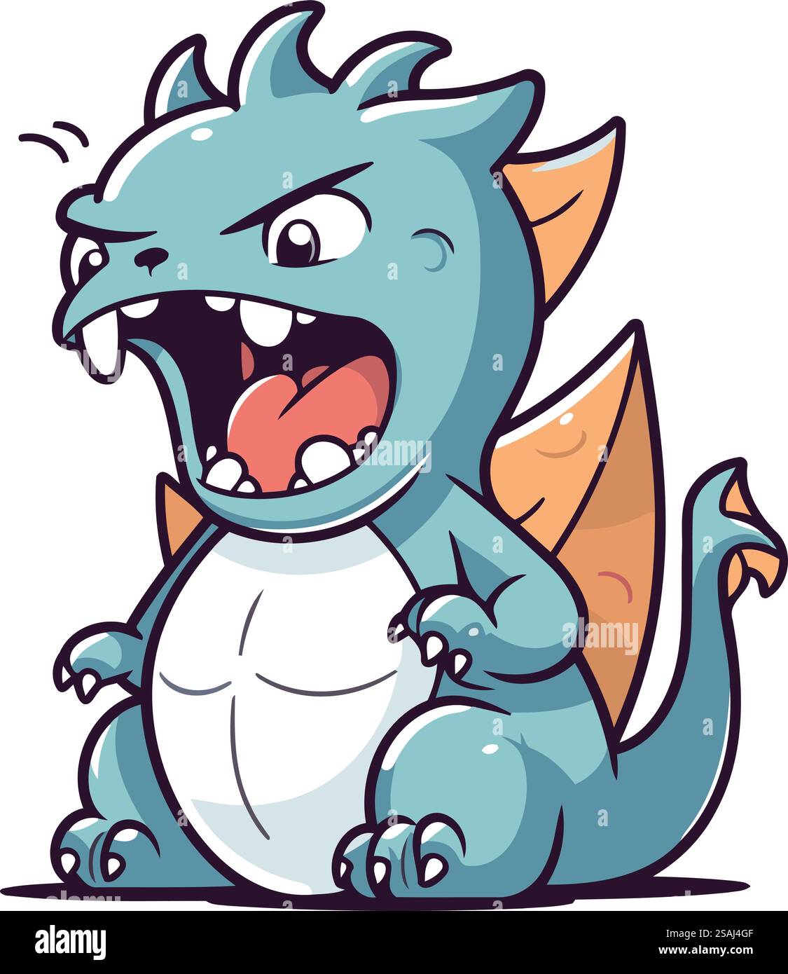 Funny cartoon dragon. Vector illustration of a funny dragon character ...