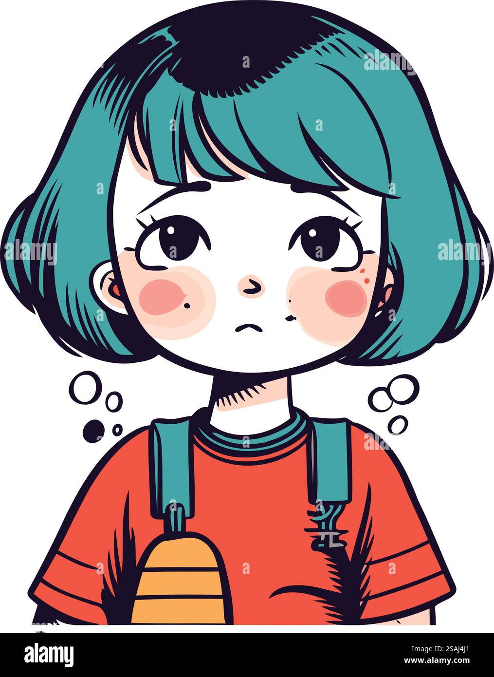 Cute little girl with short hair. Vector illustration in cartoon style ...