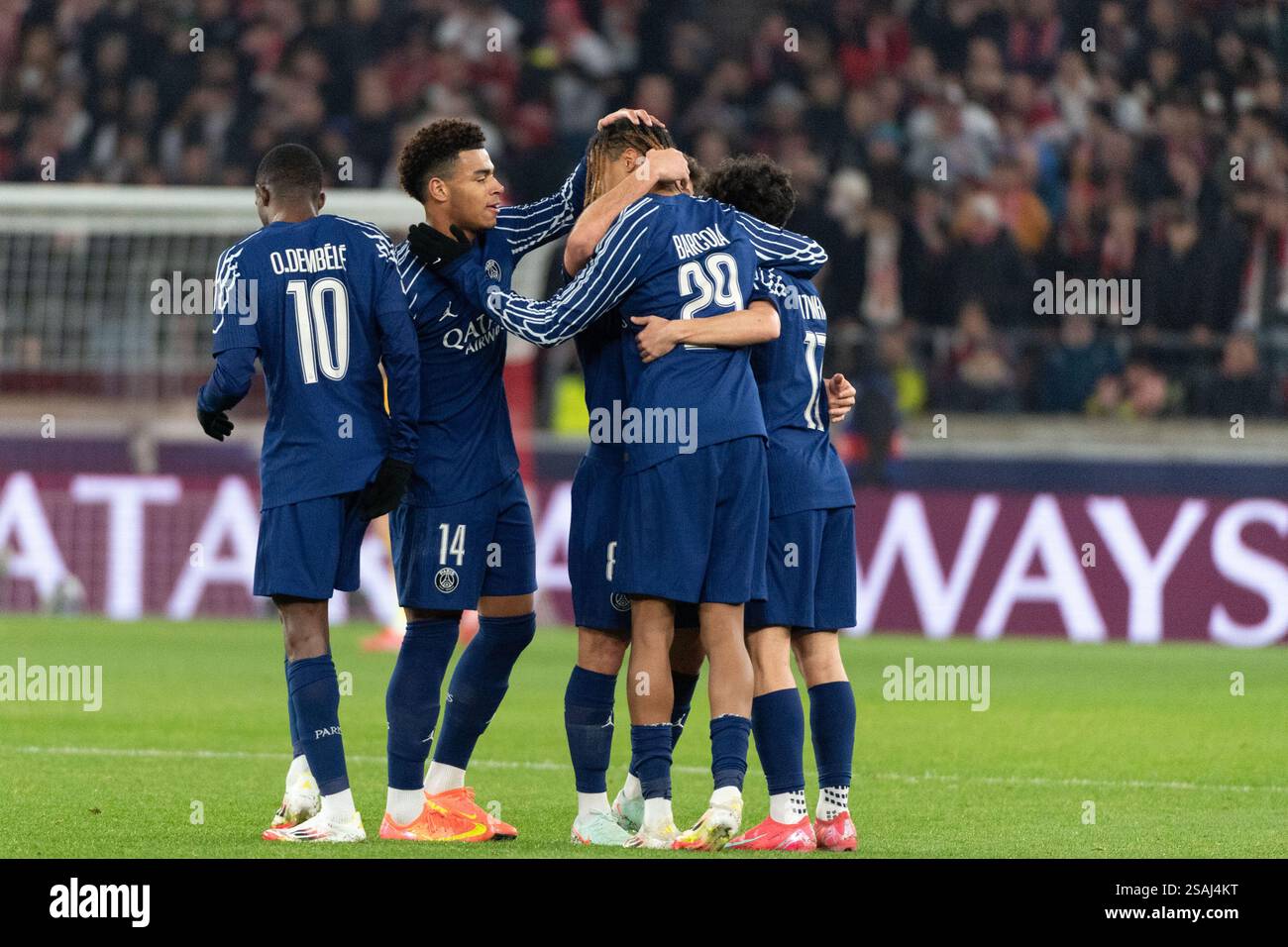 Tor zum 0:2 durch Ousmane Dembele (Paris Saint-Germain, #10) Jubel, Torjube mit Bradley Barcola ...