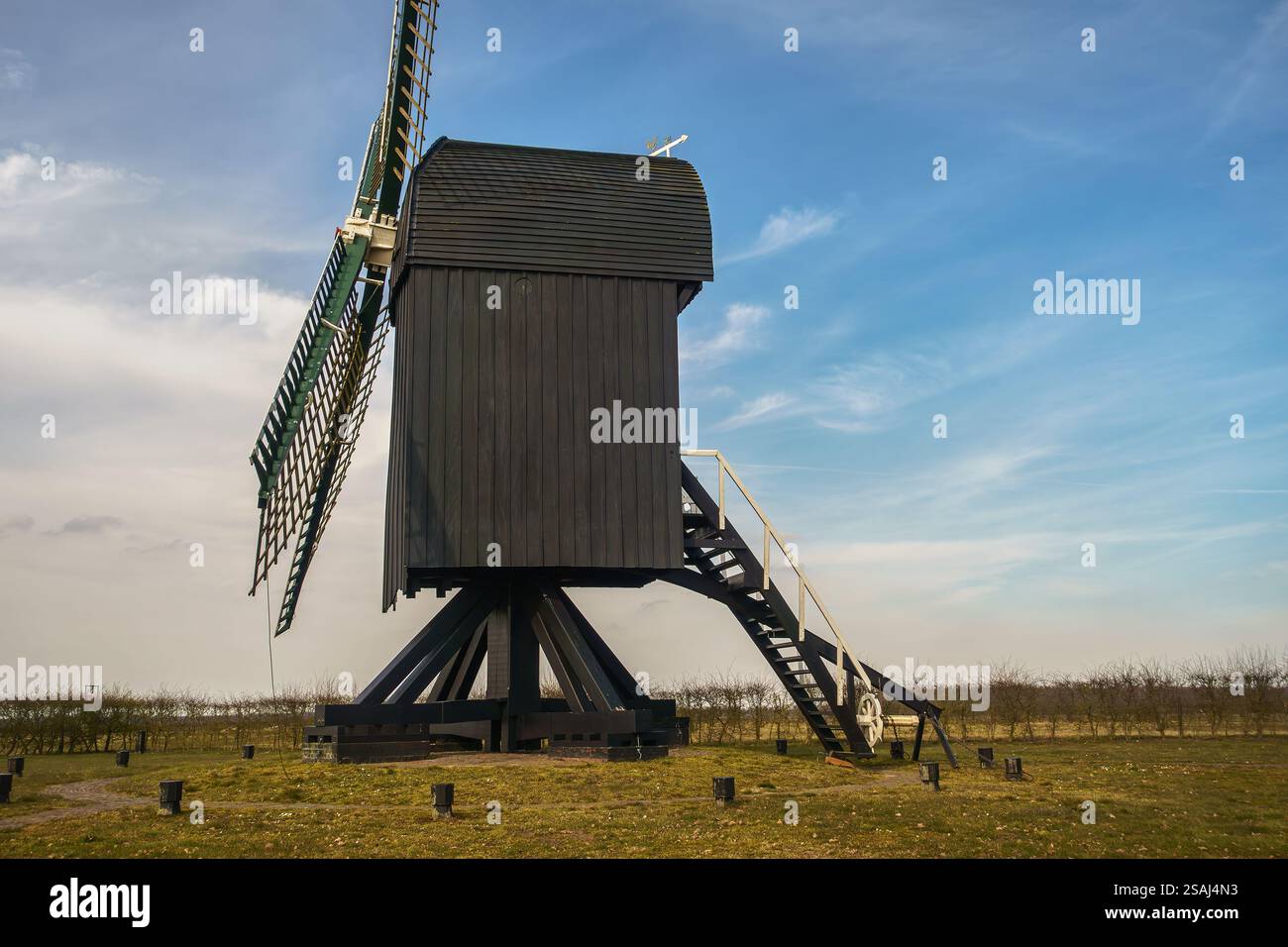 The historic wooden standerd mill, the oldest type, of Ter Haar, Groningen. A traditional Dutch ...