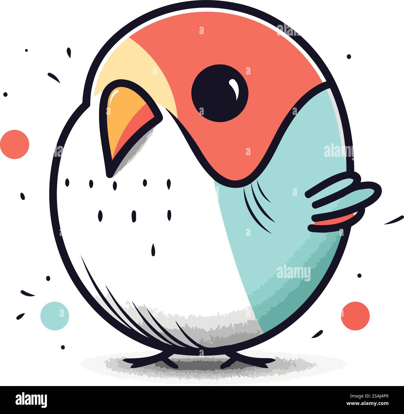 Cute cartoon bird with colorful dots on white background. Vector ...