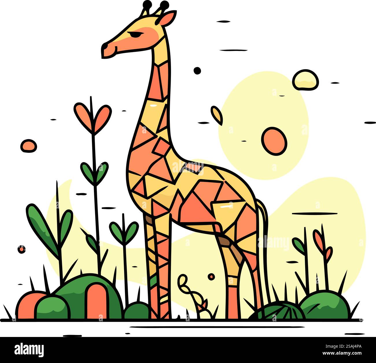 Giraffe vector illustration in flat style. Giraffe in the wild Stock ...