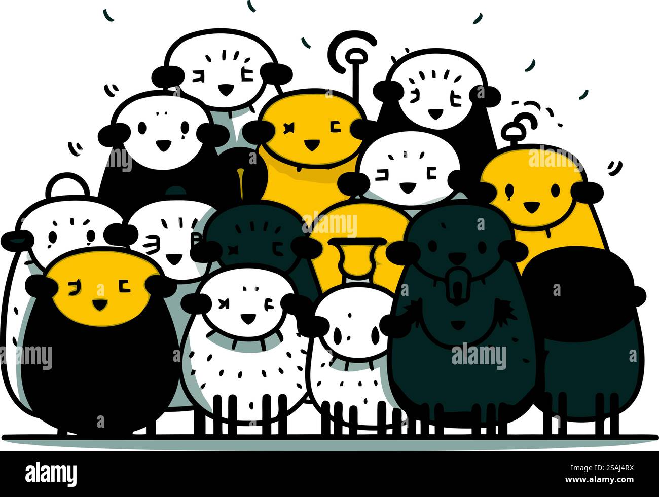 Cute panda family. Vector illustration of a group of animals Stock ...