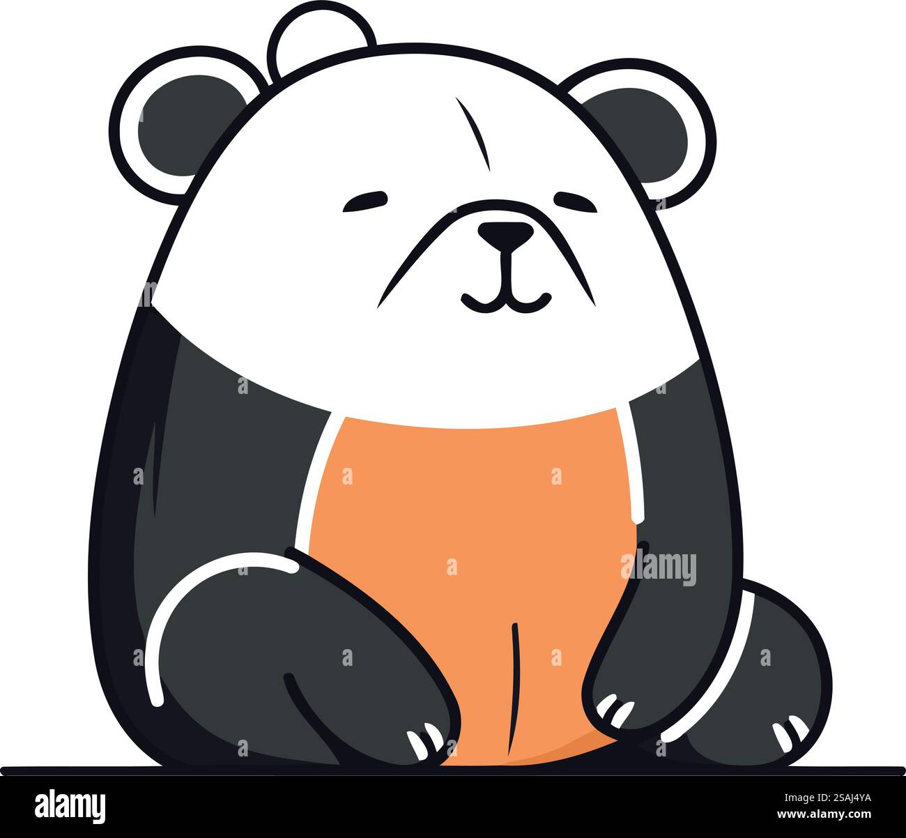 Cute cartoon panda sitting on the floor. Vector illustration Stock ...