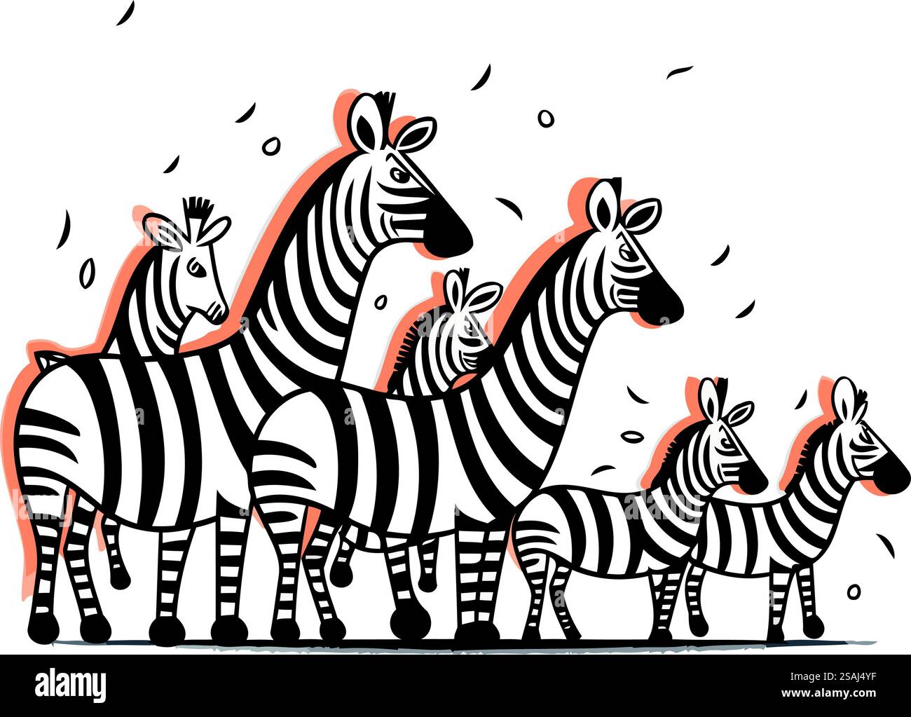 Zebra family. hand drawn vector illustration on a white background Stock Vector Image & Art - Alamy