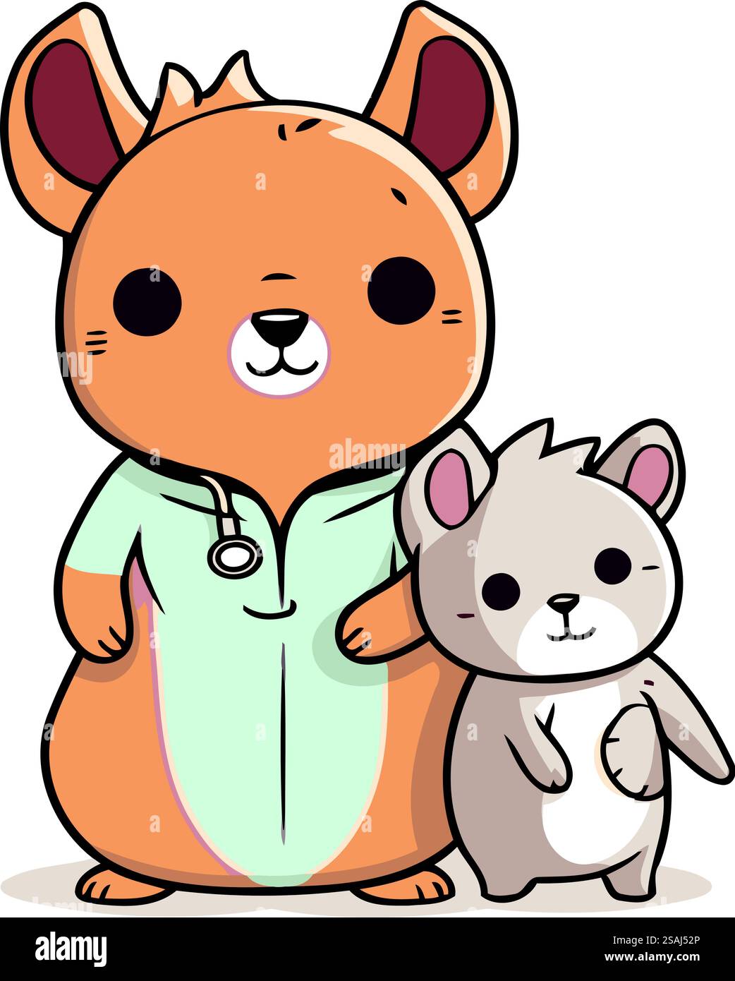 Cute cartoon hamster with a little dog. Vector illustration Stock ...