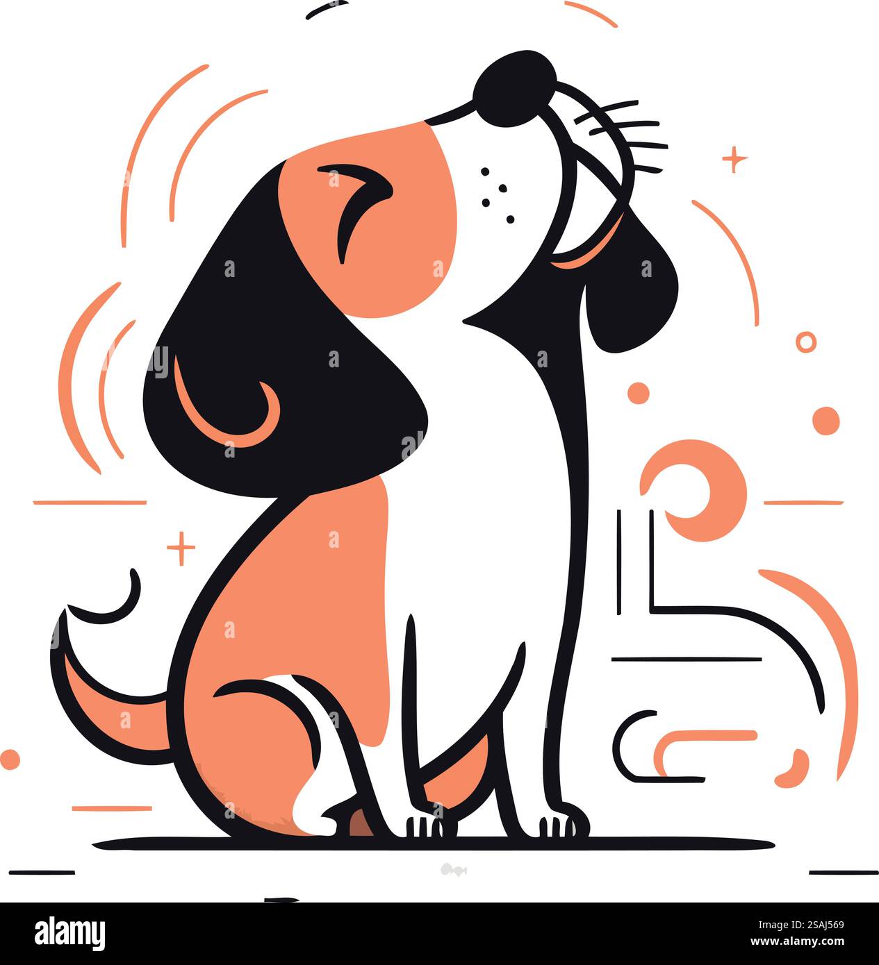 Cute cartoon dog. Vector illustration. flat design. Pet concept Stock ...