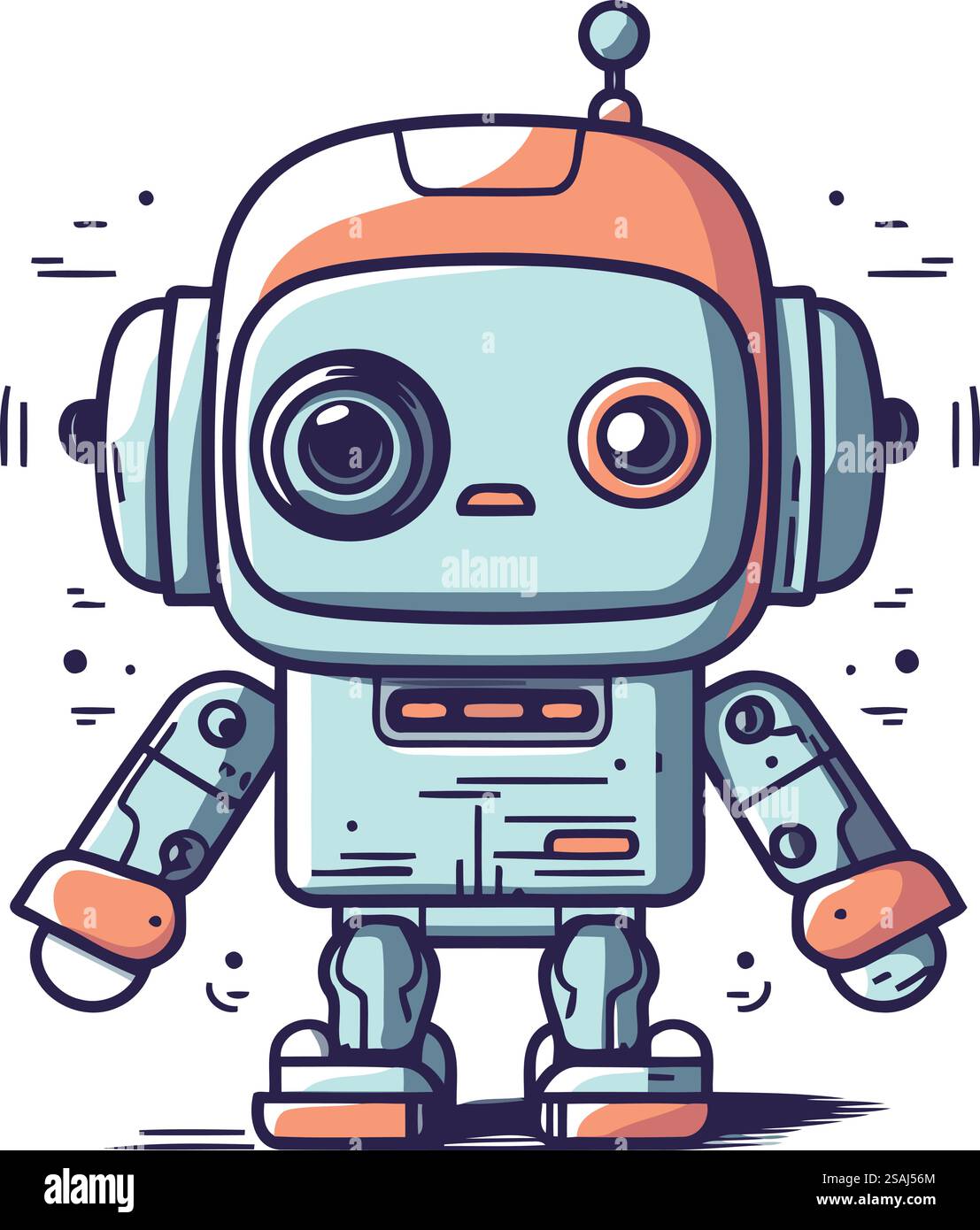 Vector cute cartoon robot character. Isolated illustration on a white ...