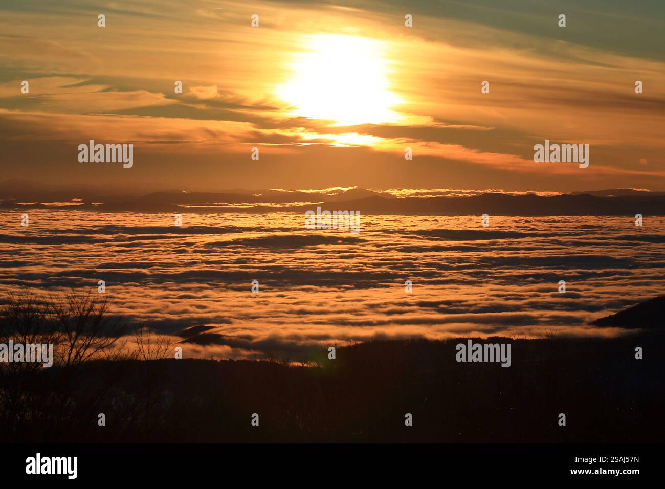 Winter landscape with sunset sky Stock Photo - Alamy
